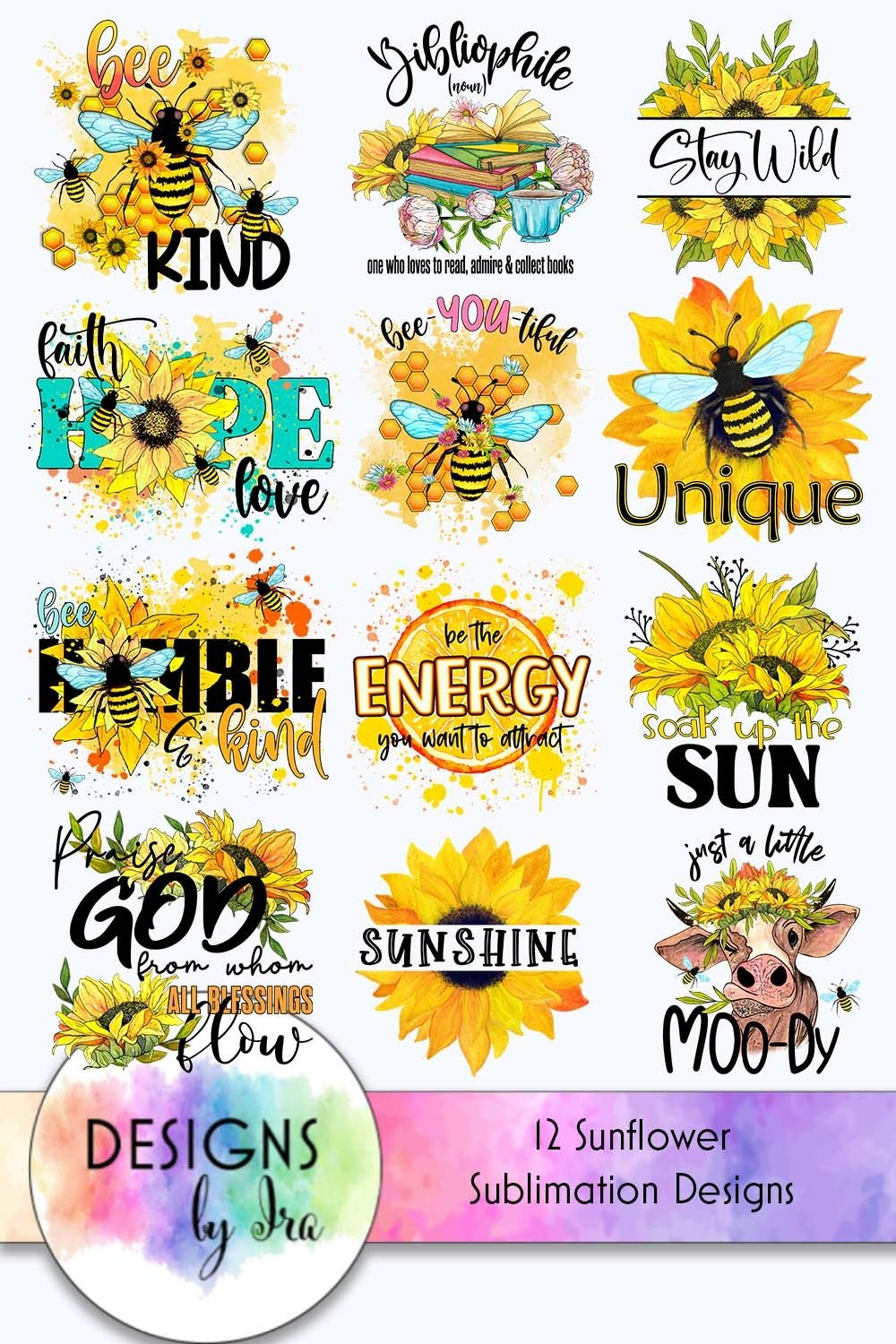 Sunflower Sublimation Bundle | 12 Sunflower Designs Bundle