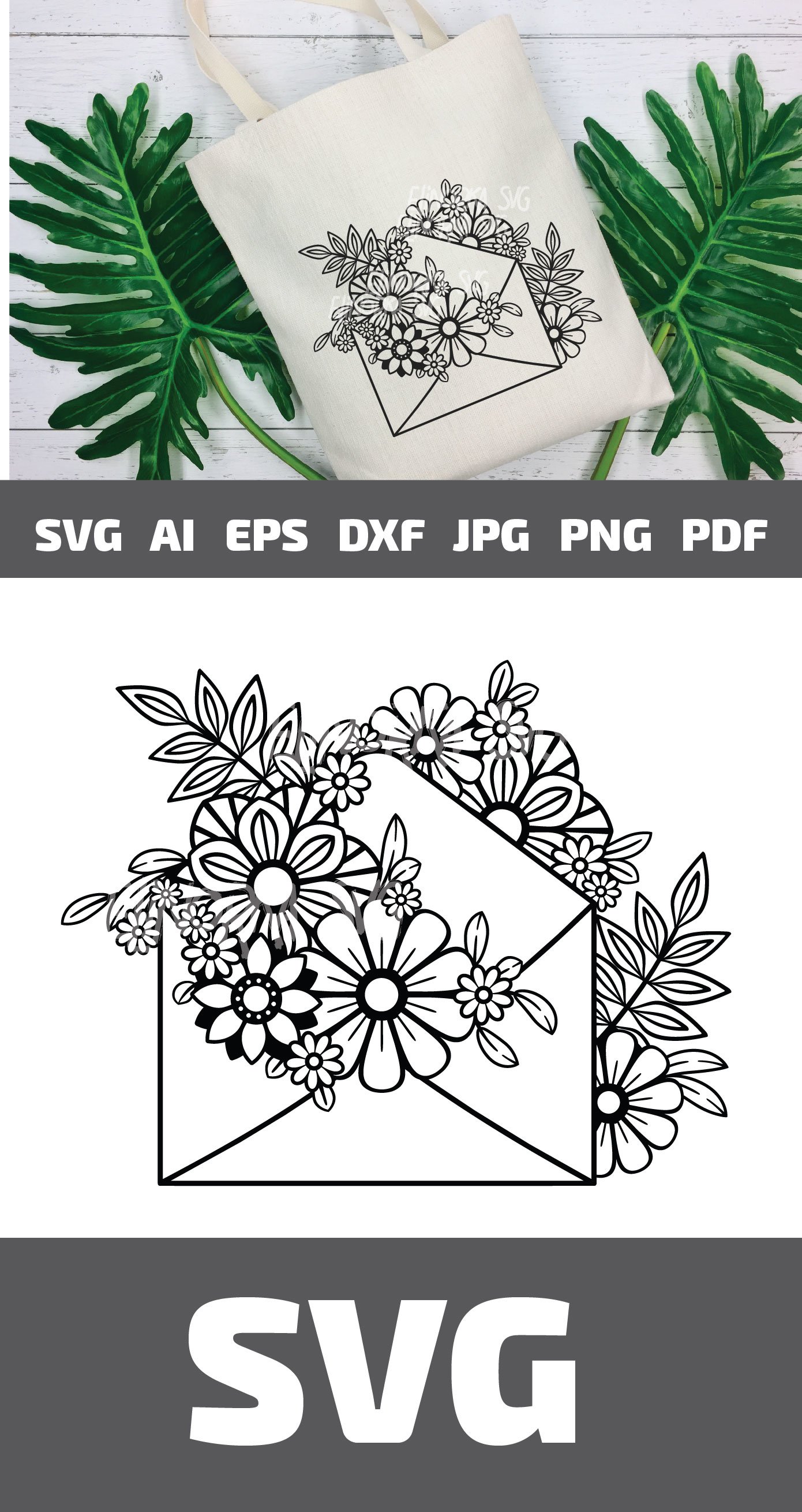 Floral Envelope SVG | Romantic SVG | Flower SVG