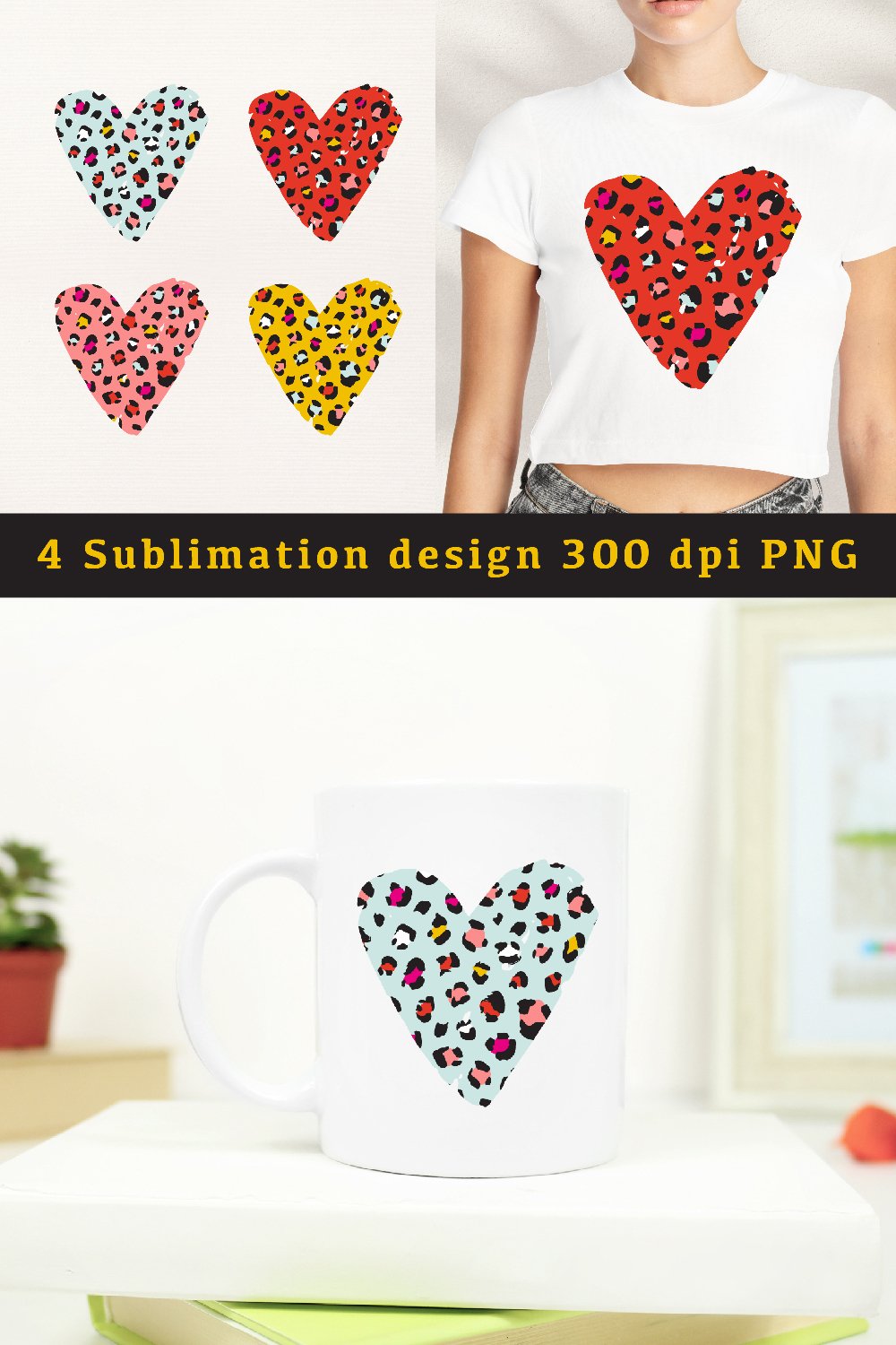 Heart Designs Bundle PNG, 4 Valentine Hearts Sublimation