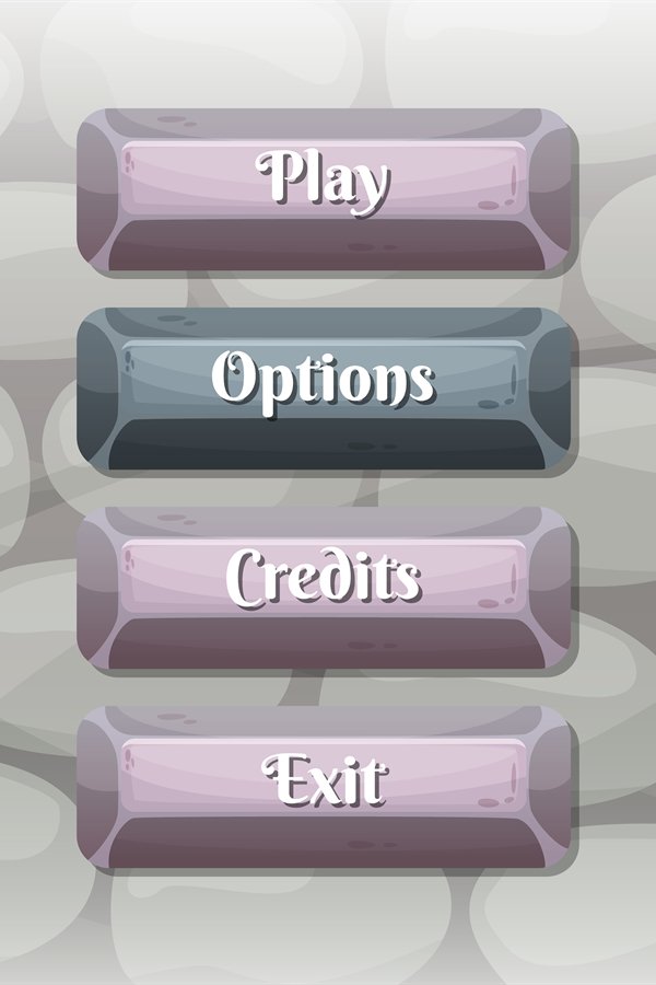 Vector cartoon style buttons stone texture background