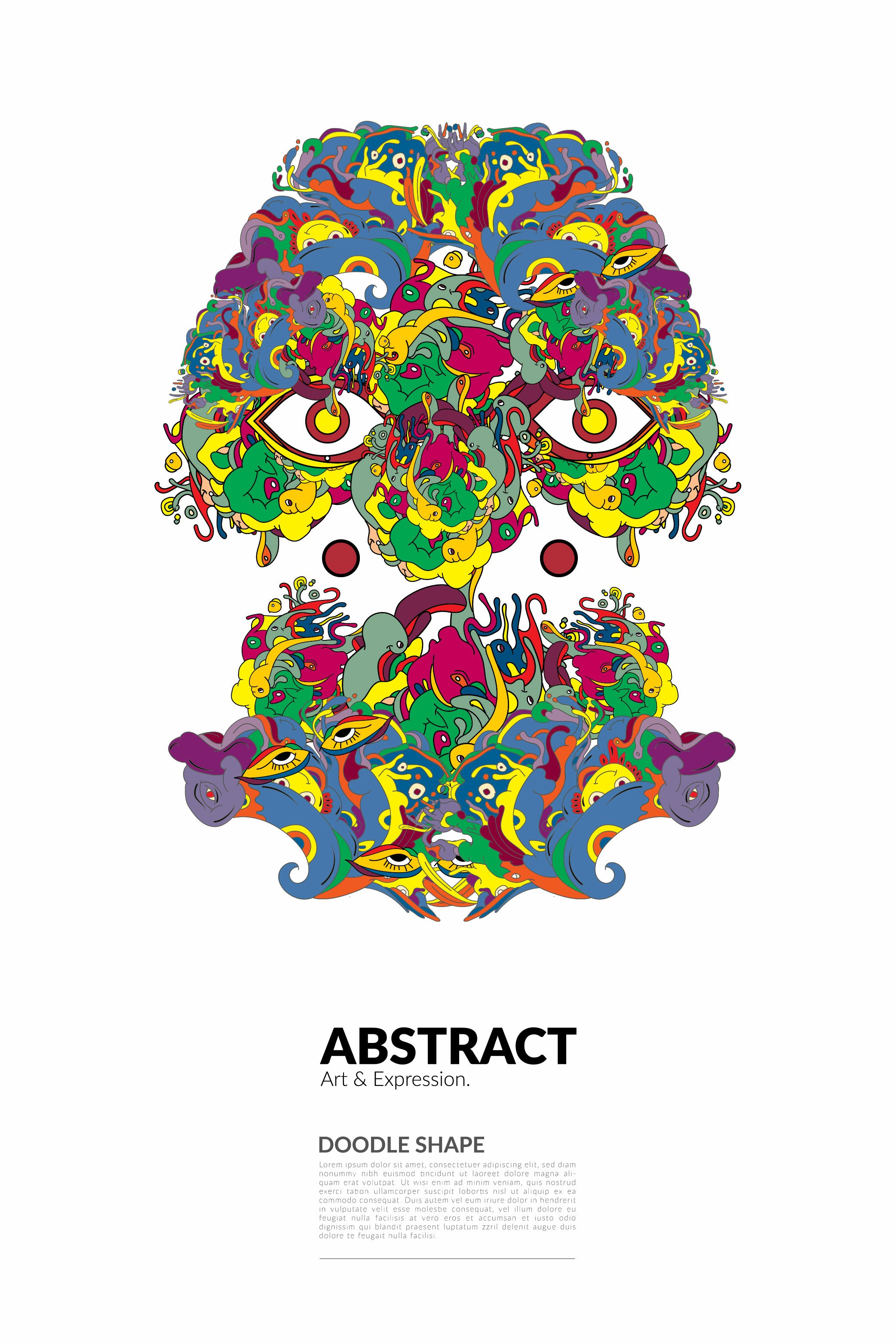 Vector surrealism abstract doodle art shape- 4 variations