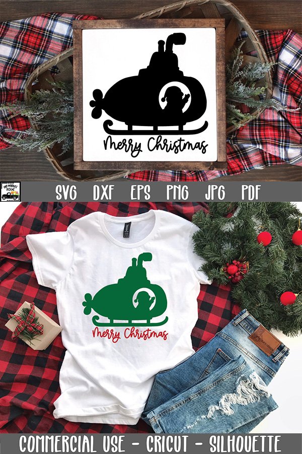 Santa Submarine SVG File - Merry Christmas SVG File