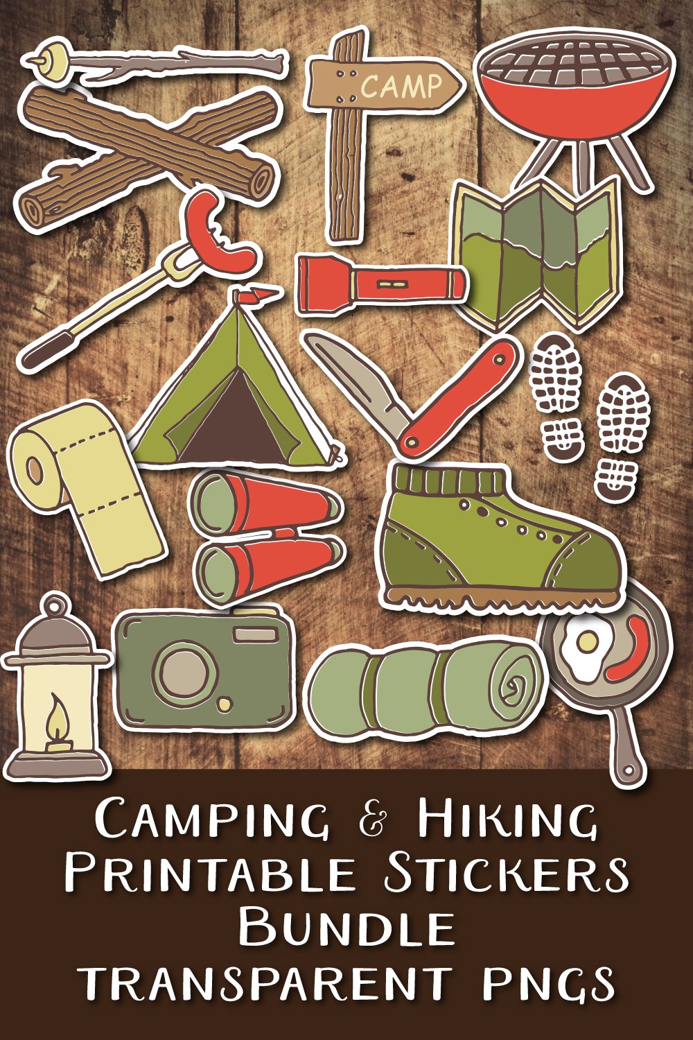 Camping Planner Stickers Bundle, Printable Camping Stickers
