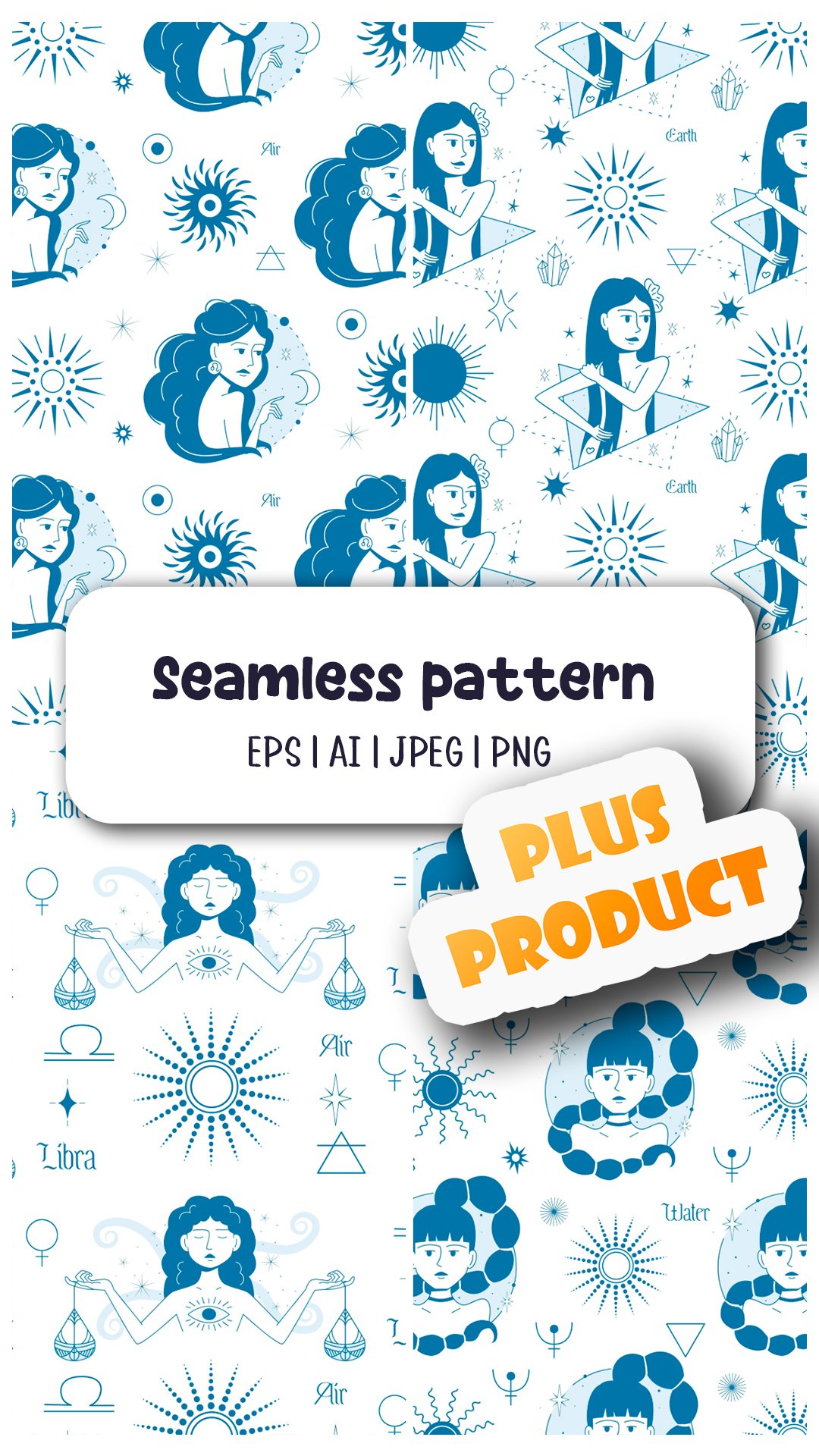 Seamless pattern female zodiac signs (3855146)