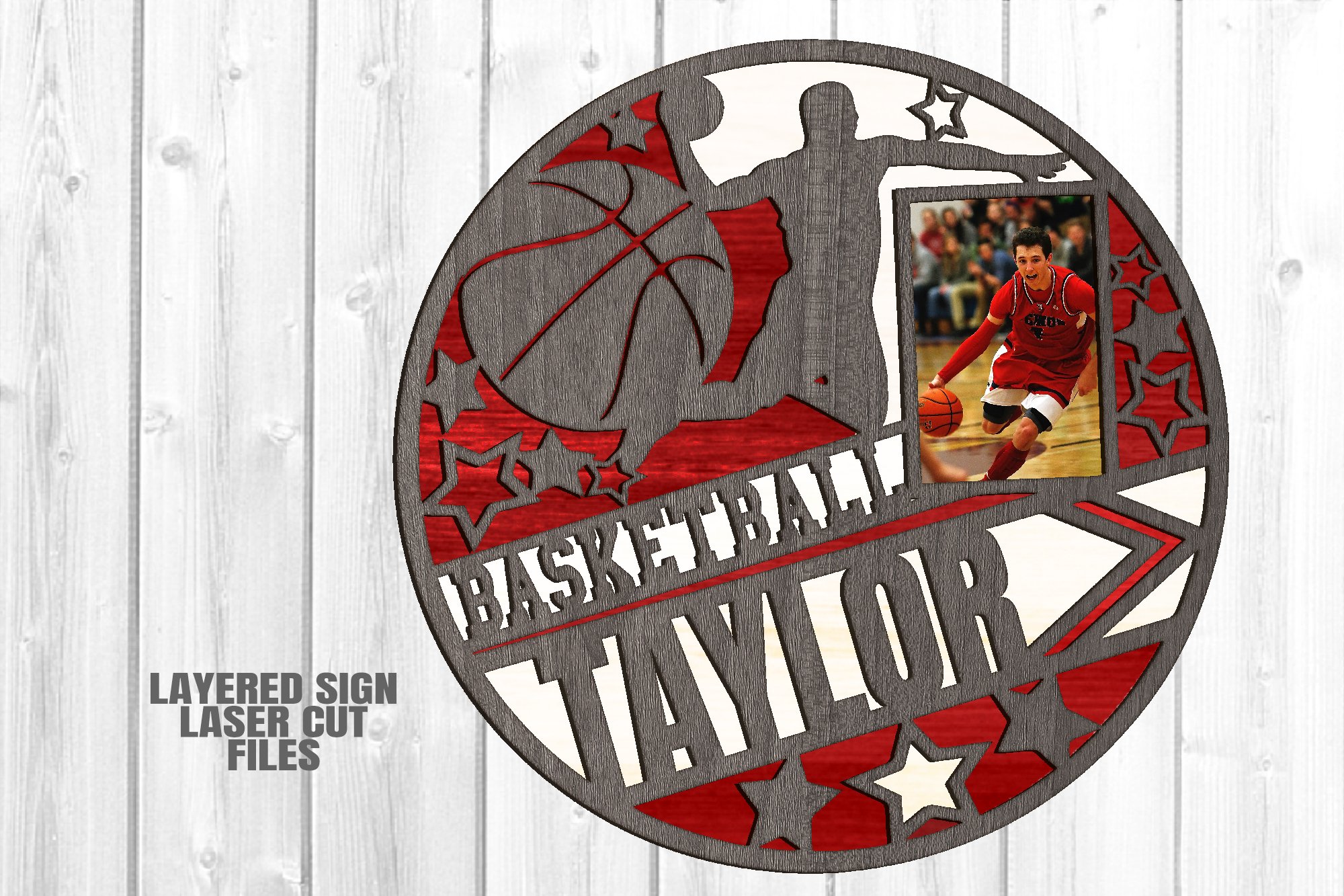 Basketball Photo Frame Wall Sign SVG Glowforge Laser Files