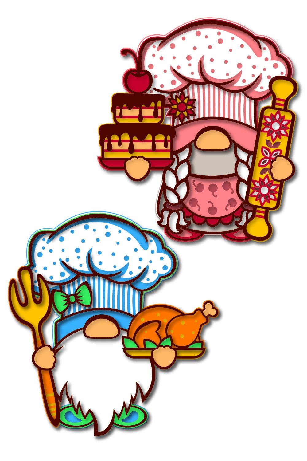 A Couple of layered gnome cooks SVG for Cricut