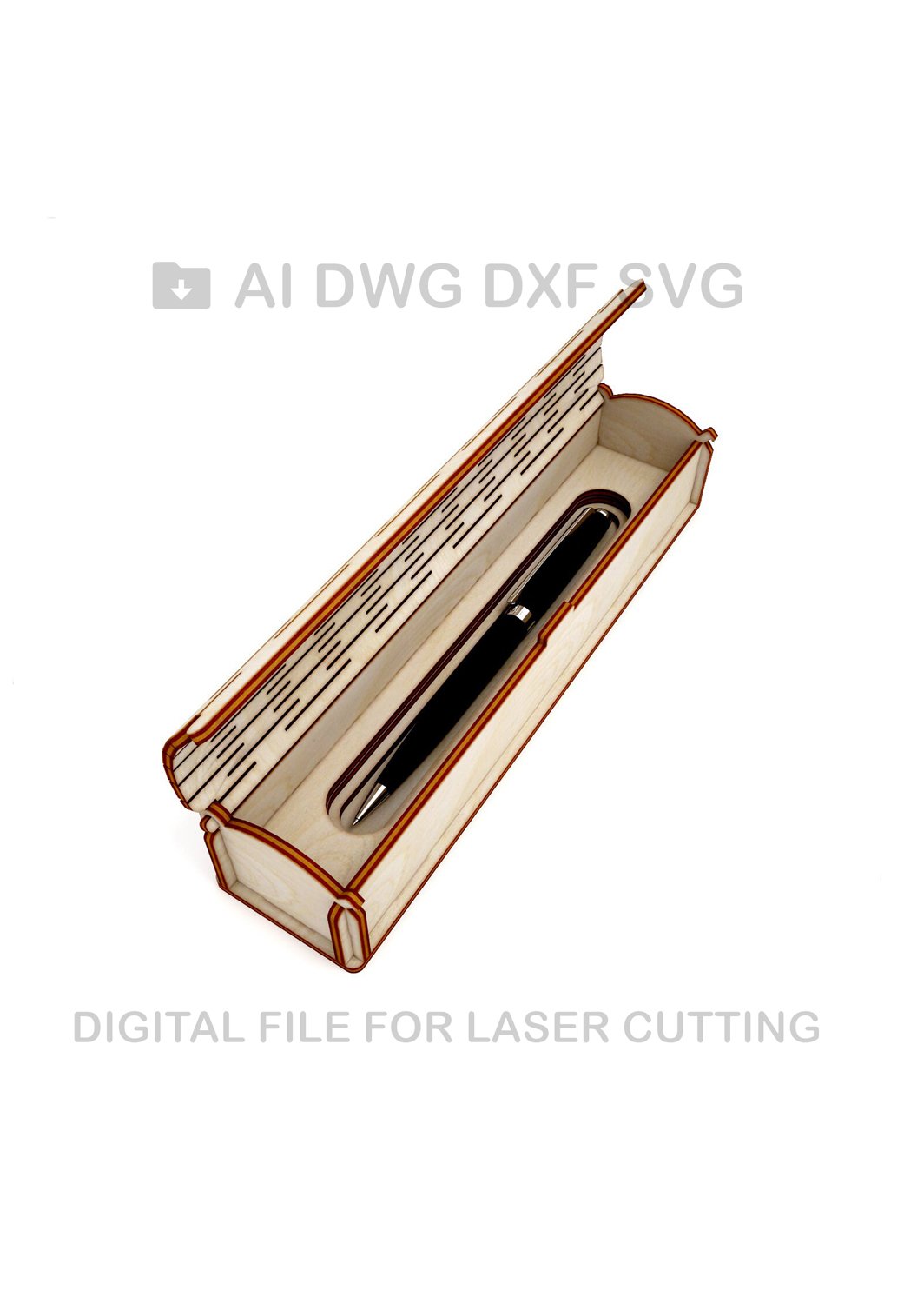 Wooden pen case vector for CNC svg vector file, (2109255)