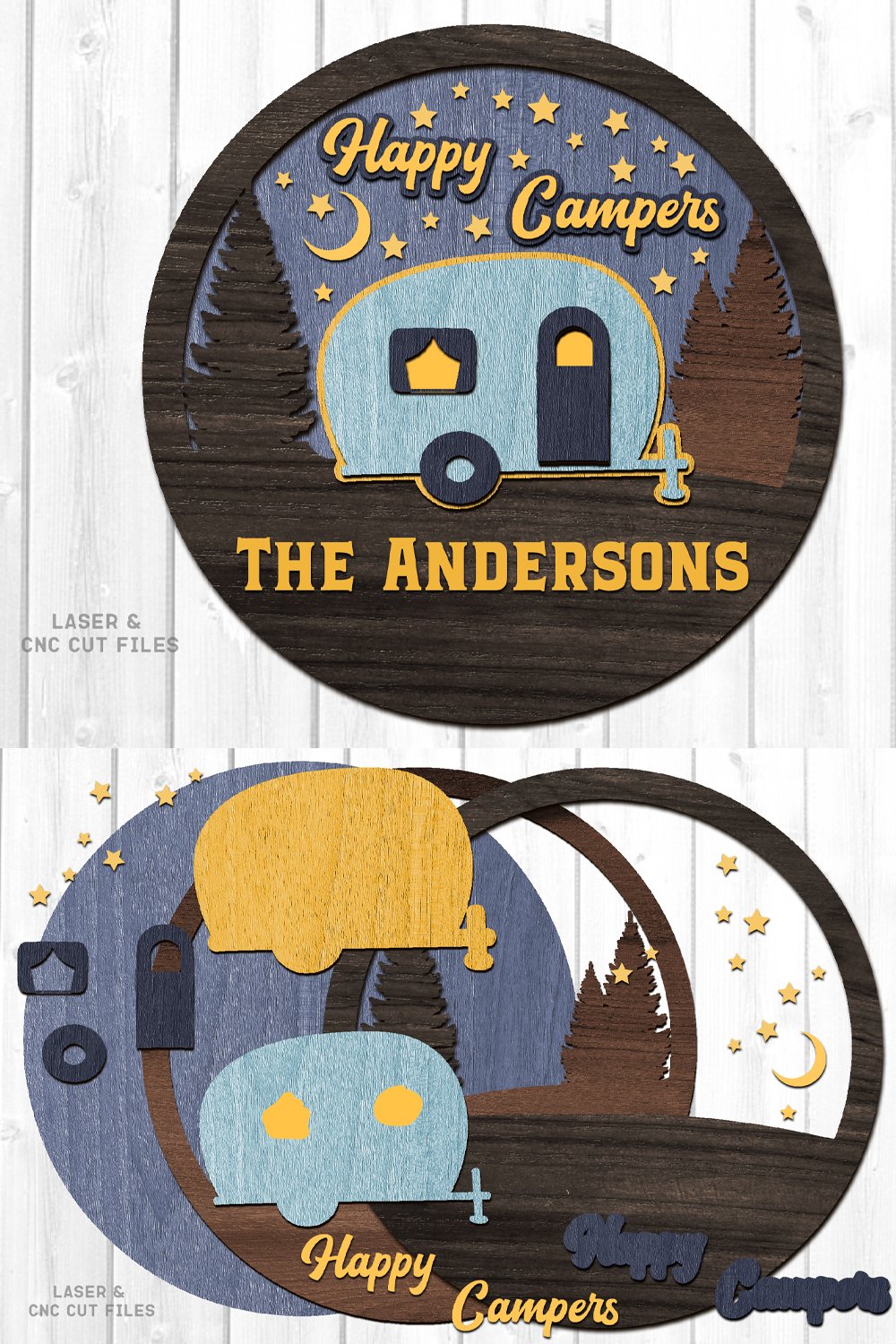 Monogram Camping SVG Laser Cut Files | Camping Sign SVG