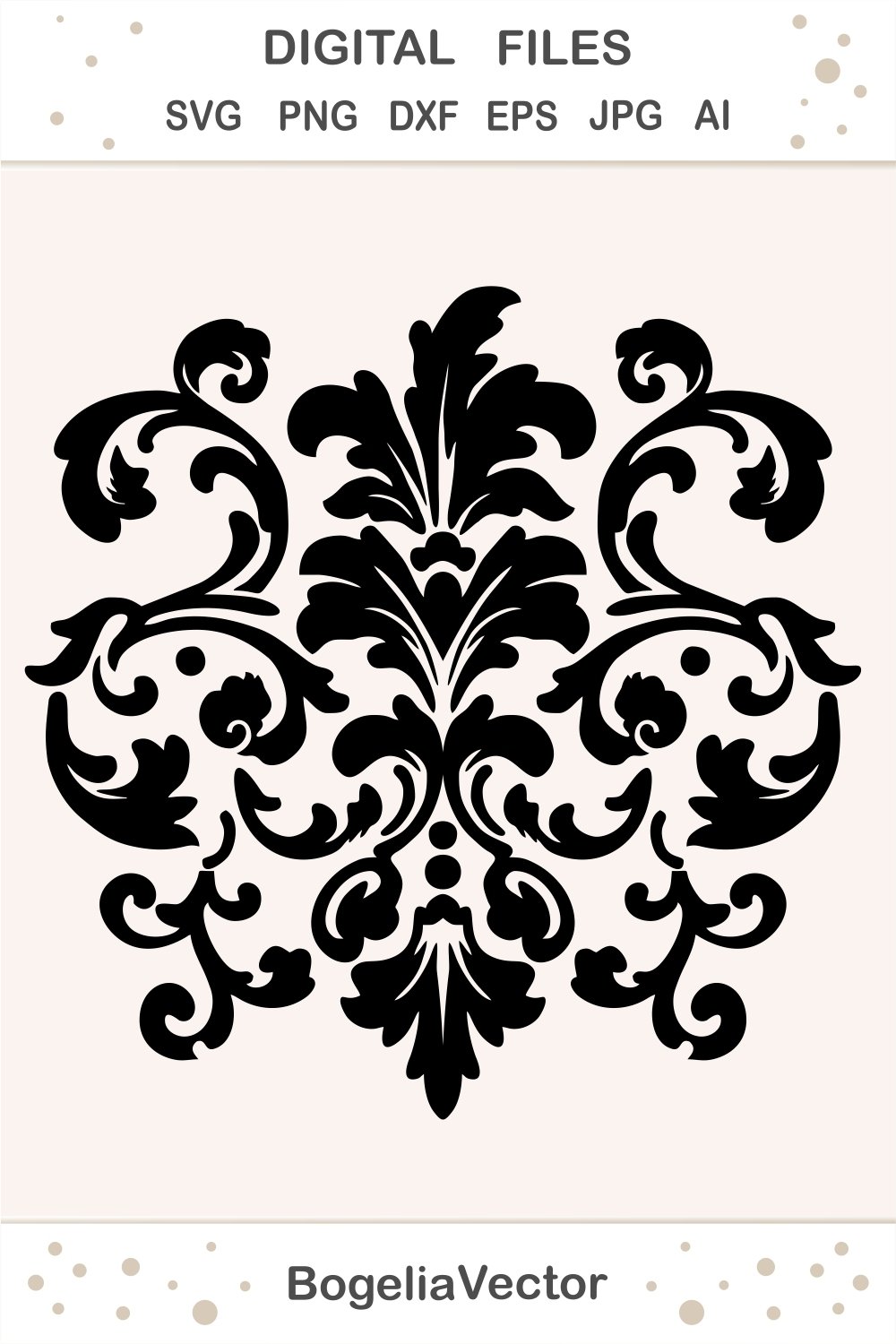 Damask Element Svg Cut file, Damask Stencil Svg, (3768709)