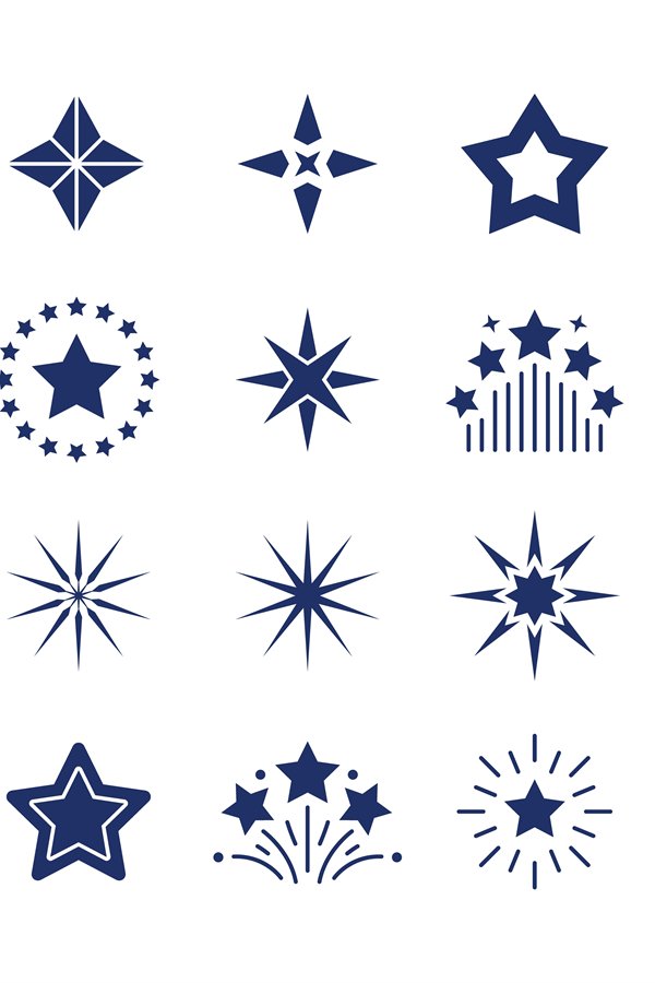 Black star icons. Premium quality labels, stars design templ