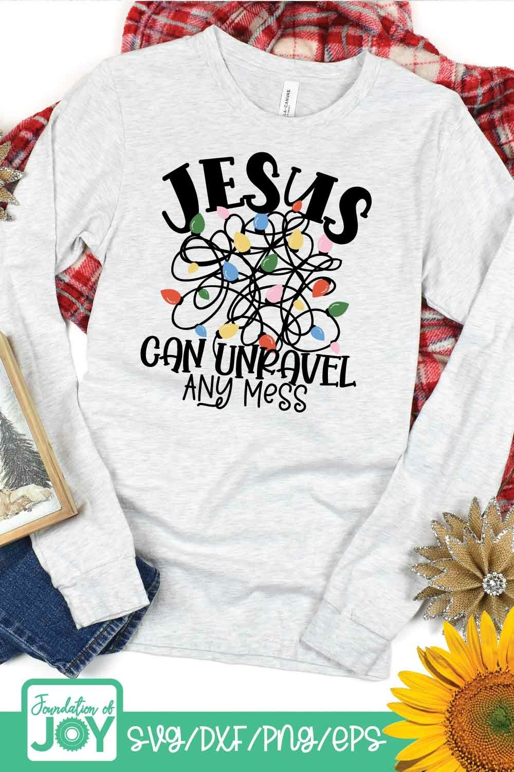 Tangled Christmas Lights, Jesus can unravel any mess svg