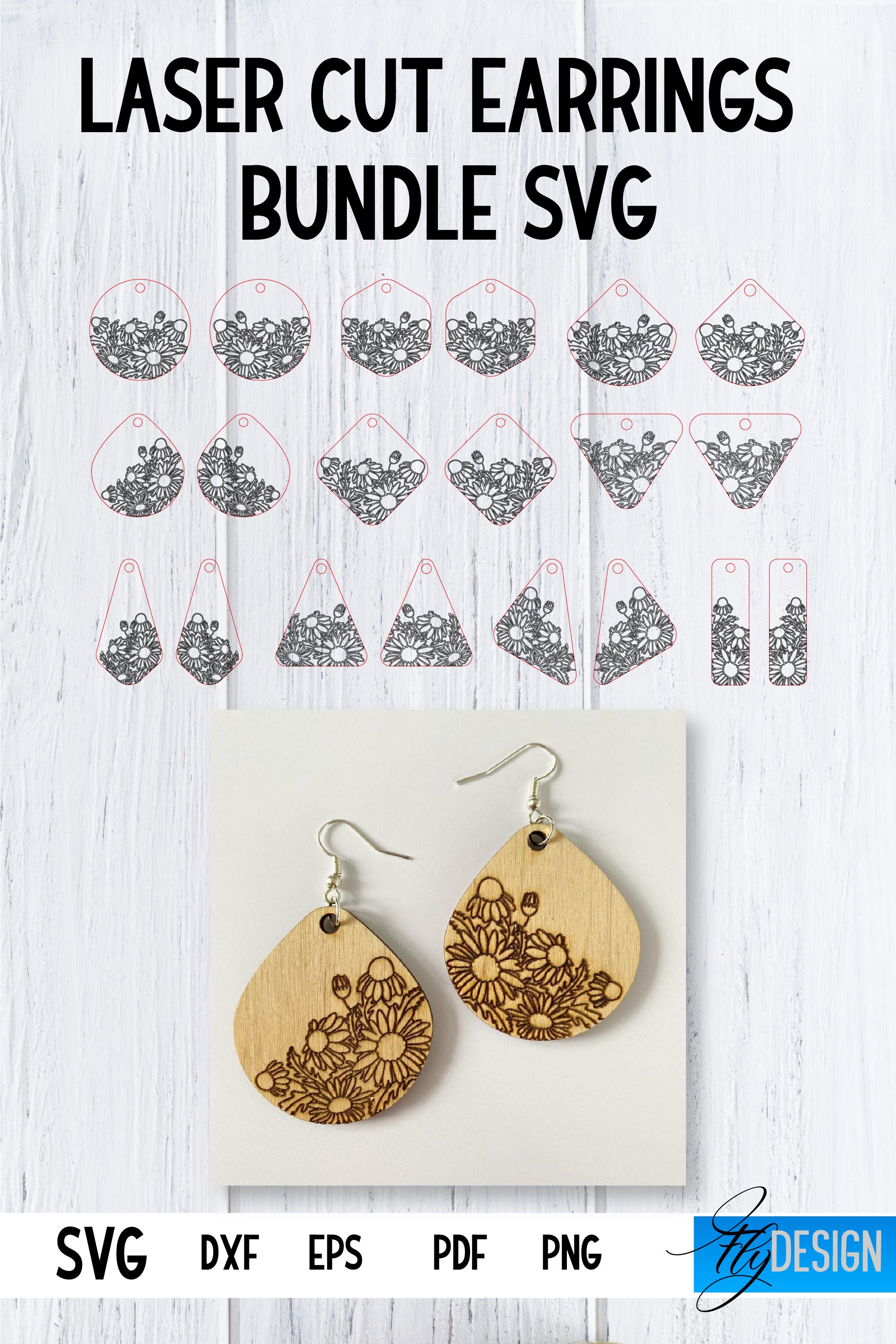 Earrings SVG | Daisy SVG | Laser Cut Files | Engraving SVG