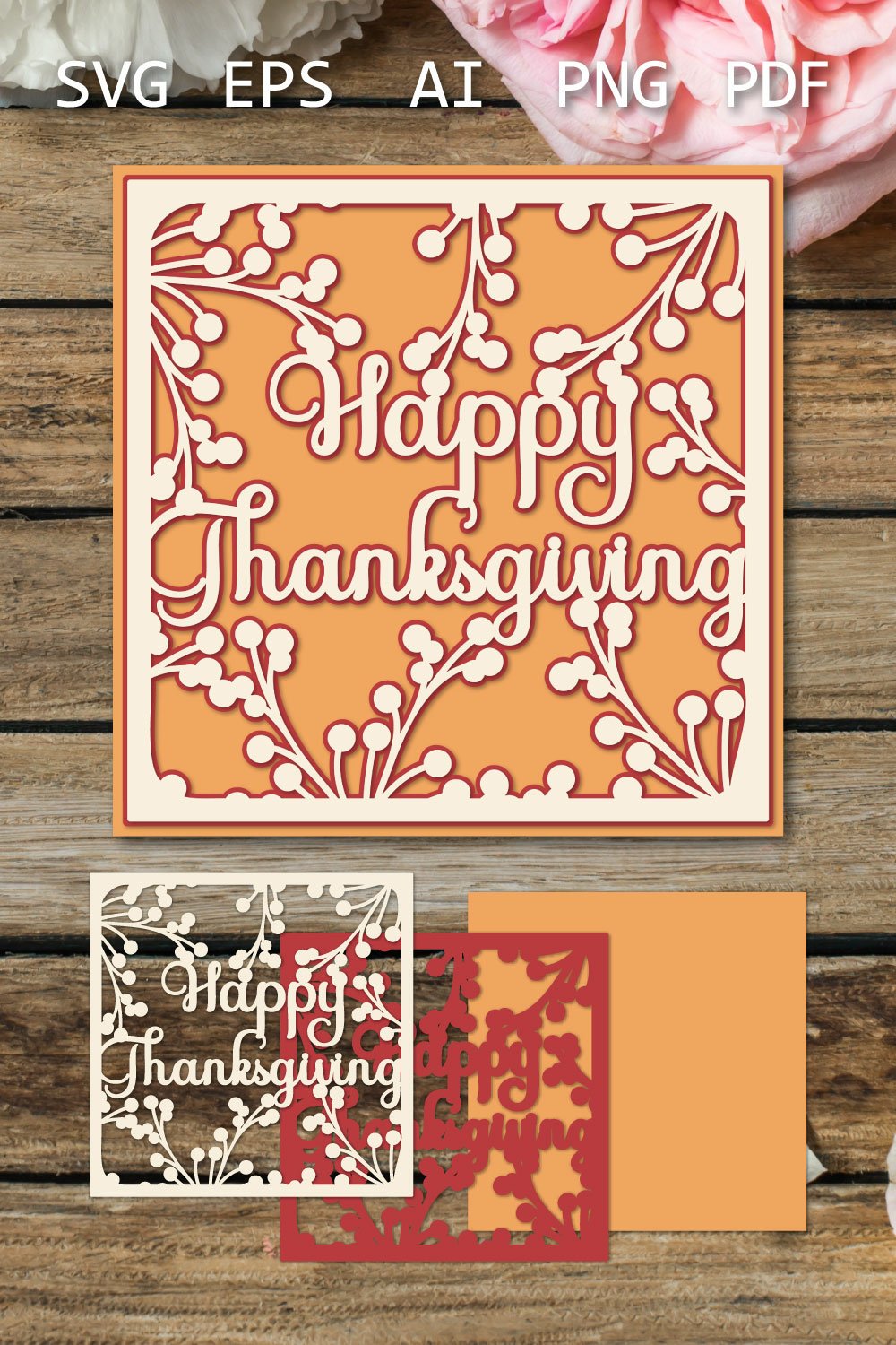 Layered Happy Thanksgiving papercut card, Thanksgiving SVG