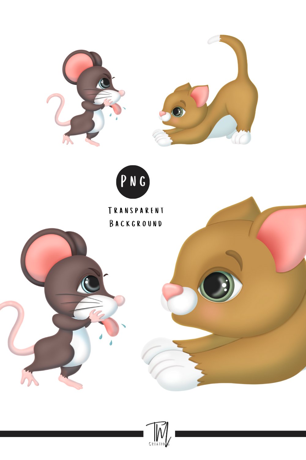 Cat and Mouse Clipart, PNG - Transparent (2504121)