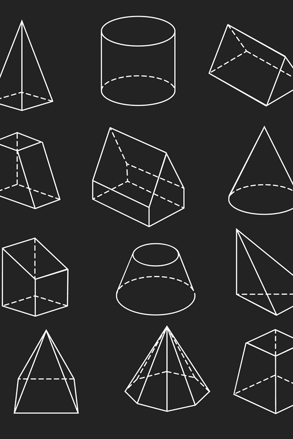 Line geometric shapes 3d icons set