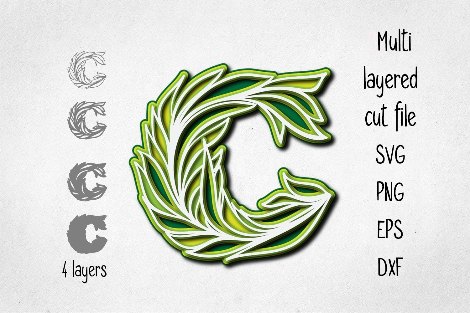3D Alphabet Layered letter C