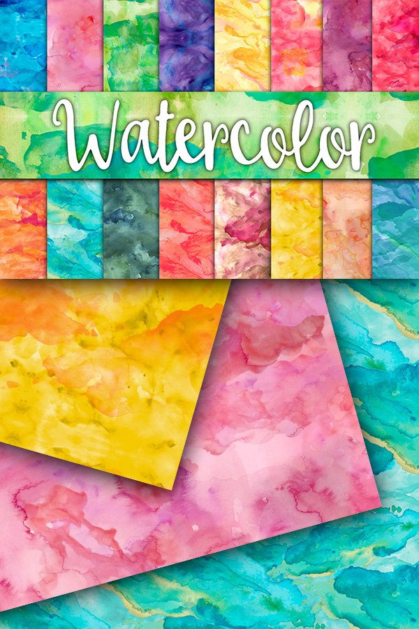 Watercolor Digital Paper Textures (37603)