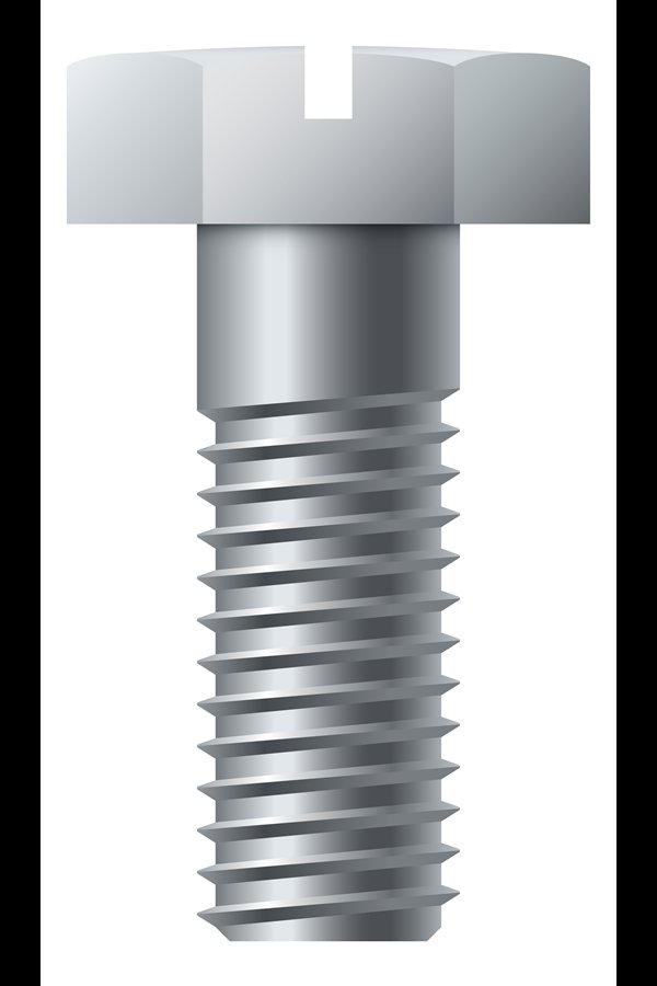 Metal hex head bolt with slotted socket drive