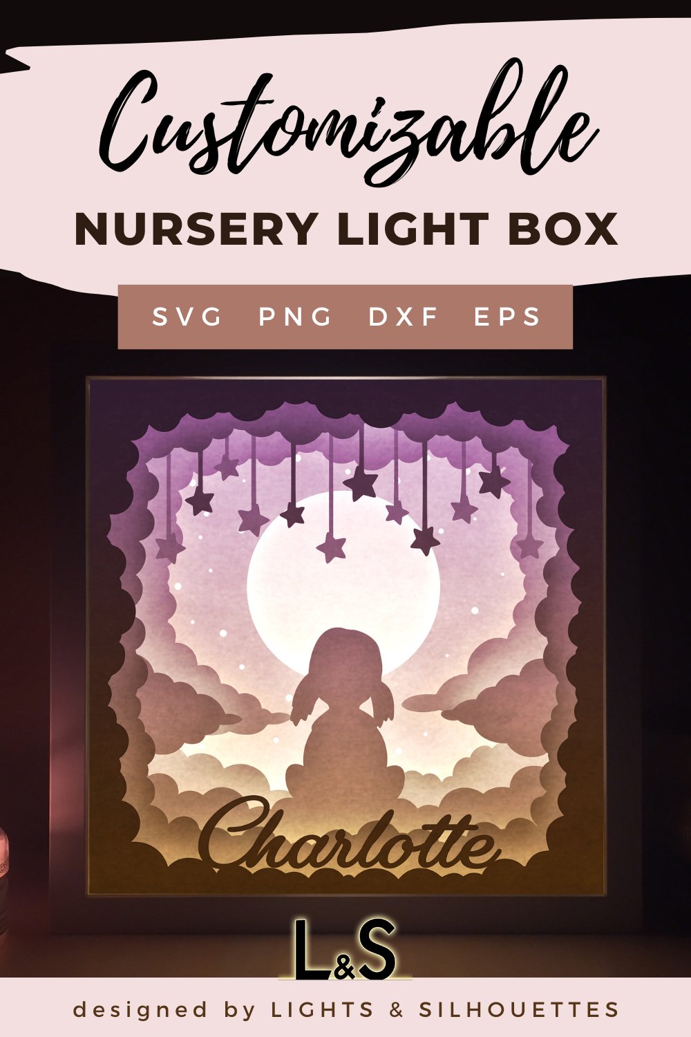 Customizable Baby Girl Shadow Box Svg | Paper Cut Light Box
