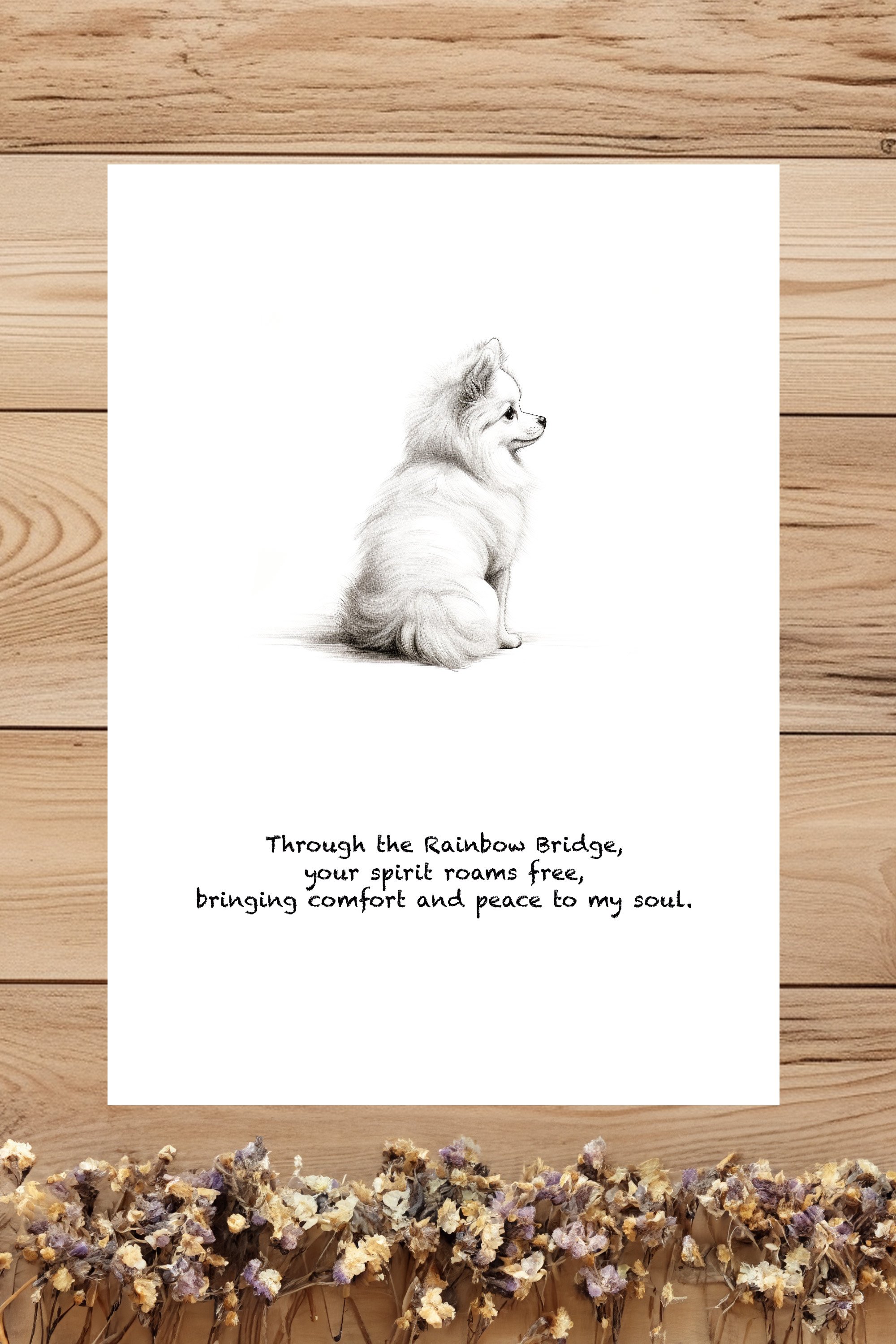 Digital download, Pet sympathy card, Spitz dog sympathy e-ca