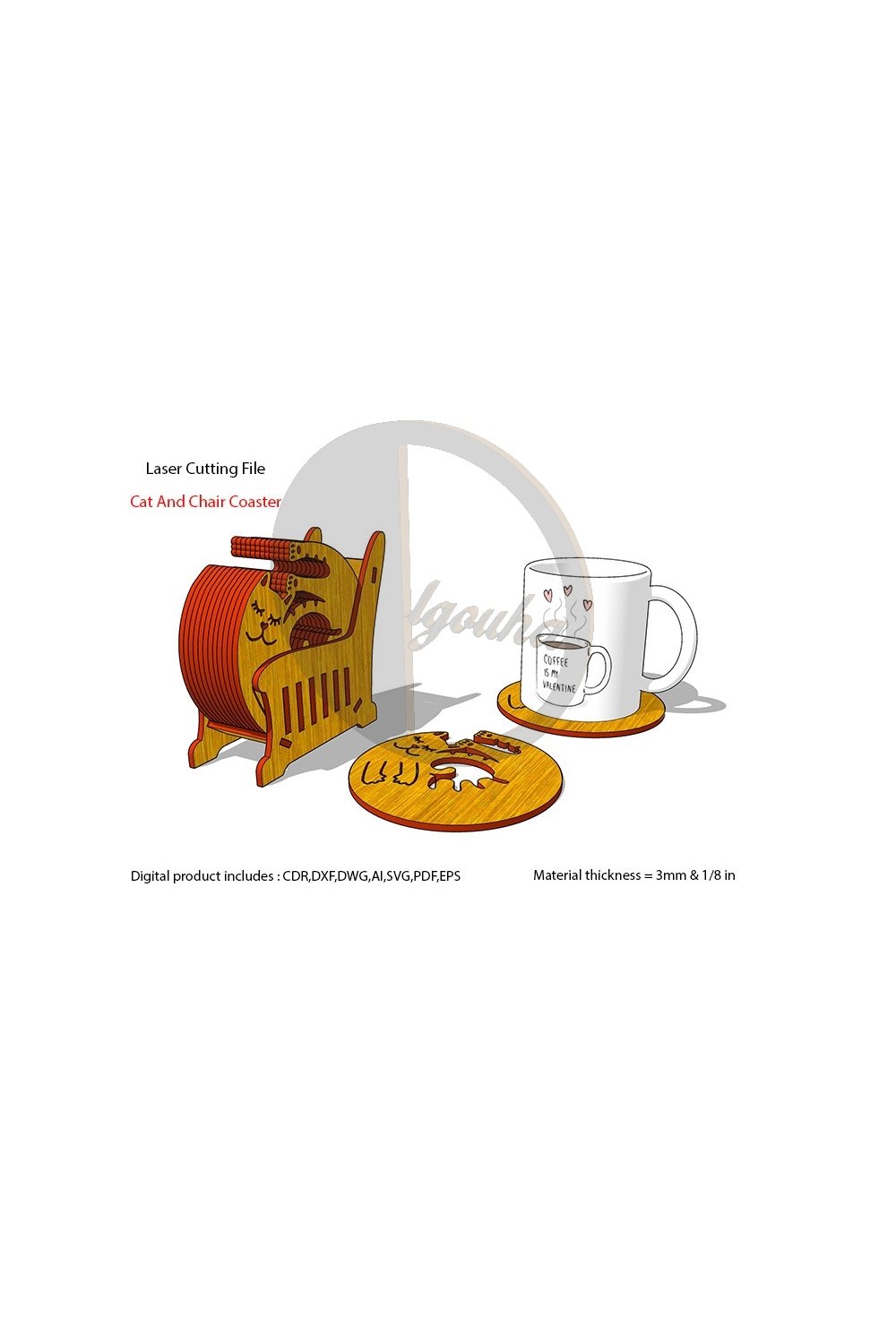 Cat And Chair Coaster SVG