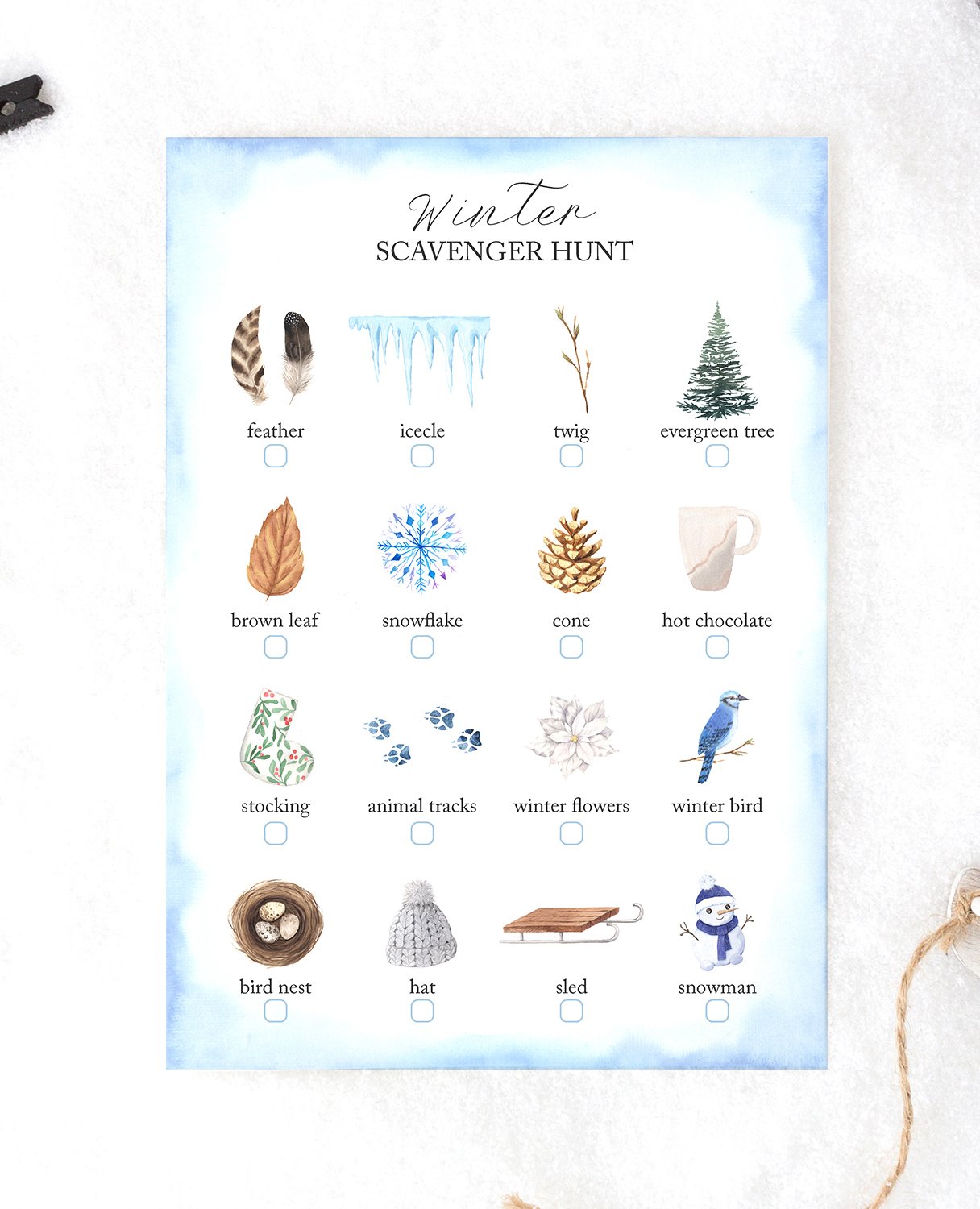 Winter Scavenger Hunt Checklist Printable