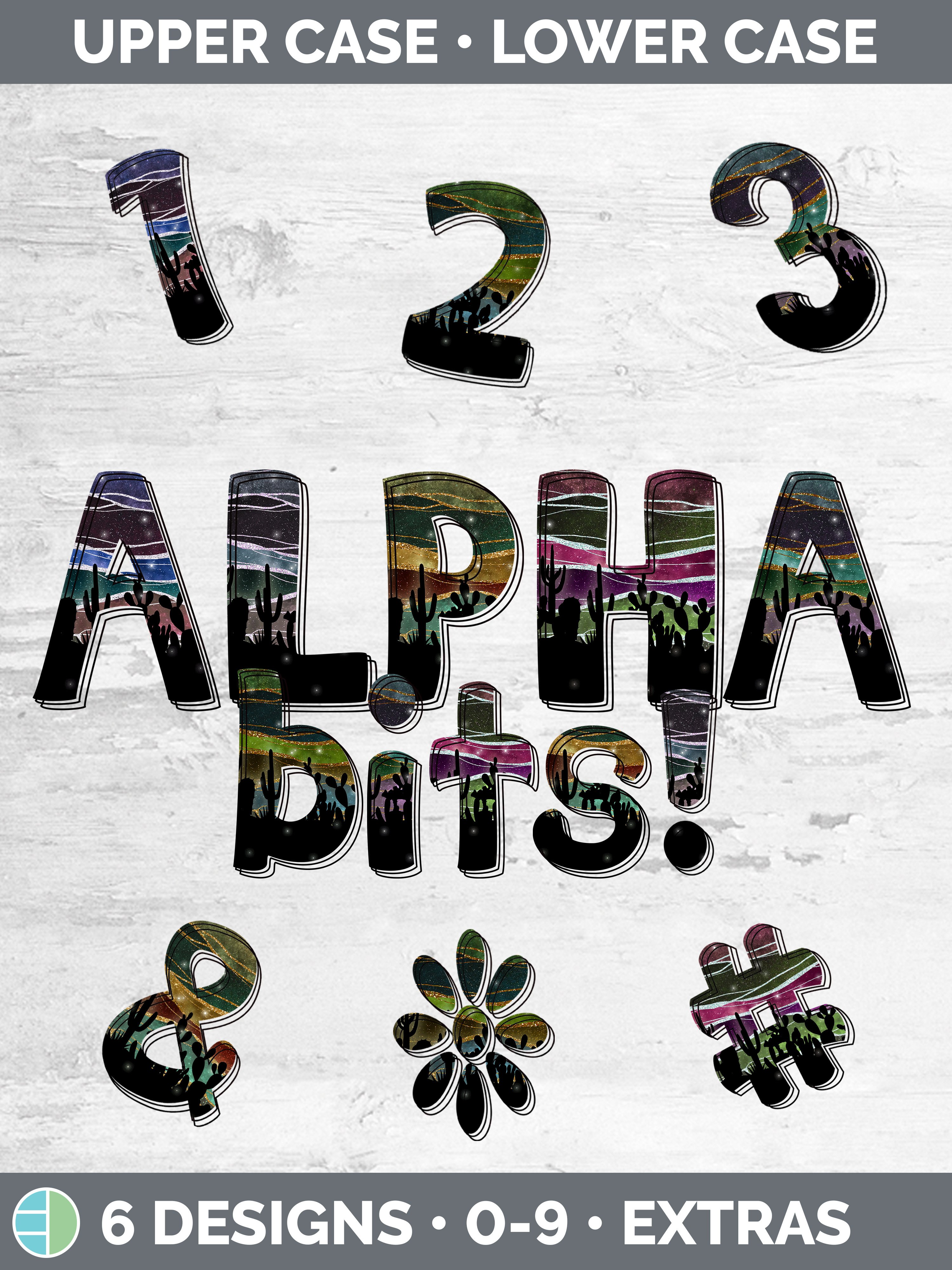 Cactus Alpha Doodle | Sublimation Alphabet Set PNG