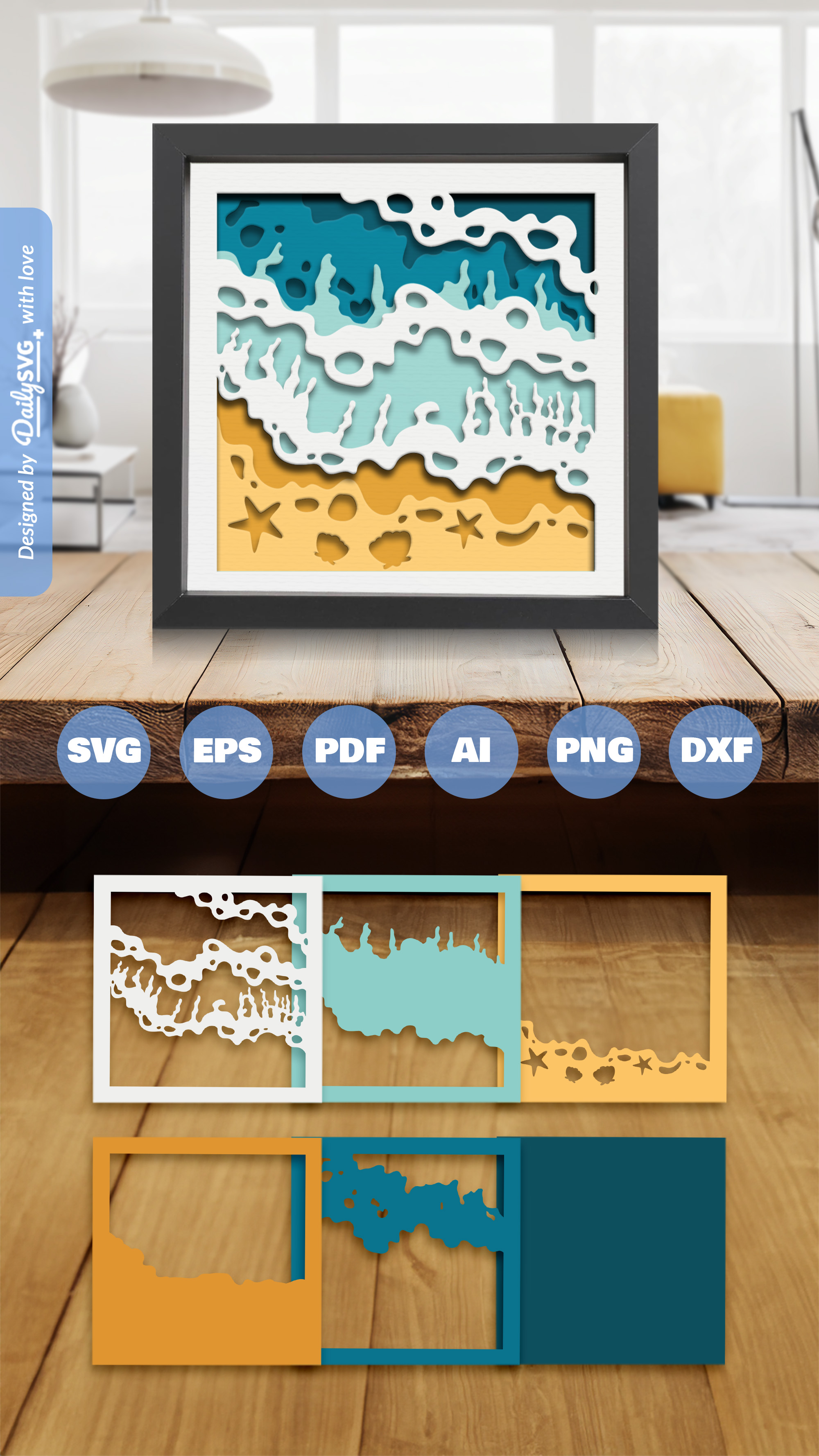 Summer Beach Layered Papercut