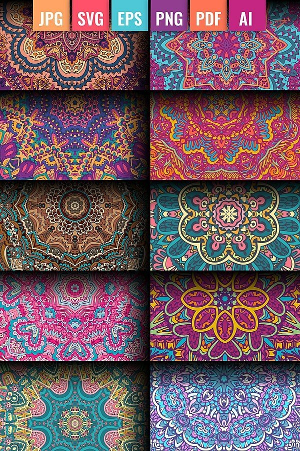 Abstract Boho Festival Mandala Seamless Pattern (1192149)