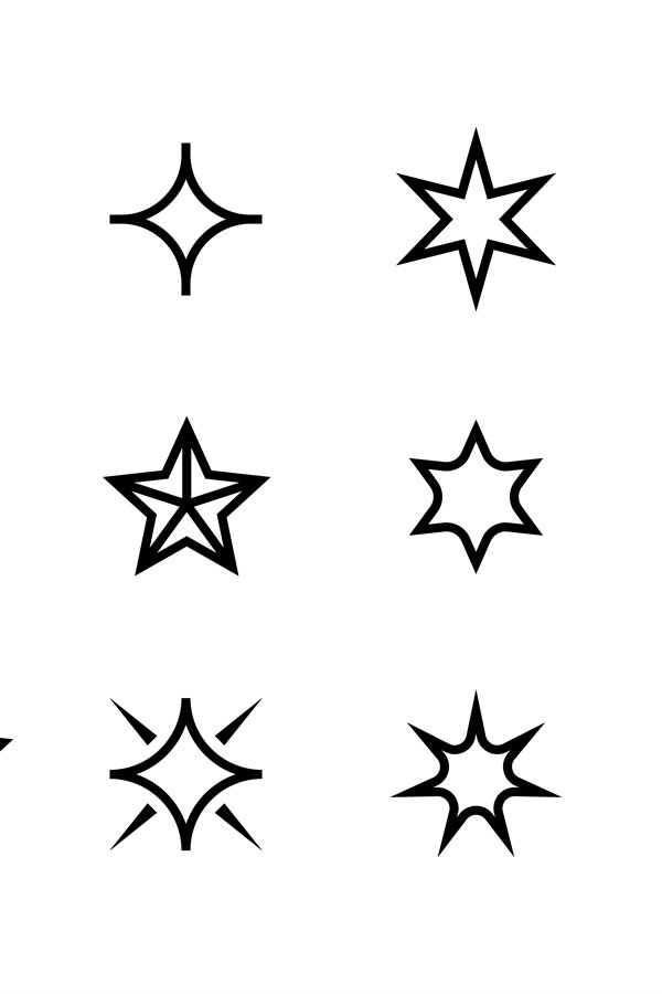 Stars line icons. Different types of decoration outline elem