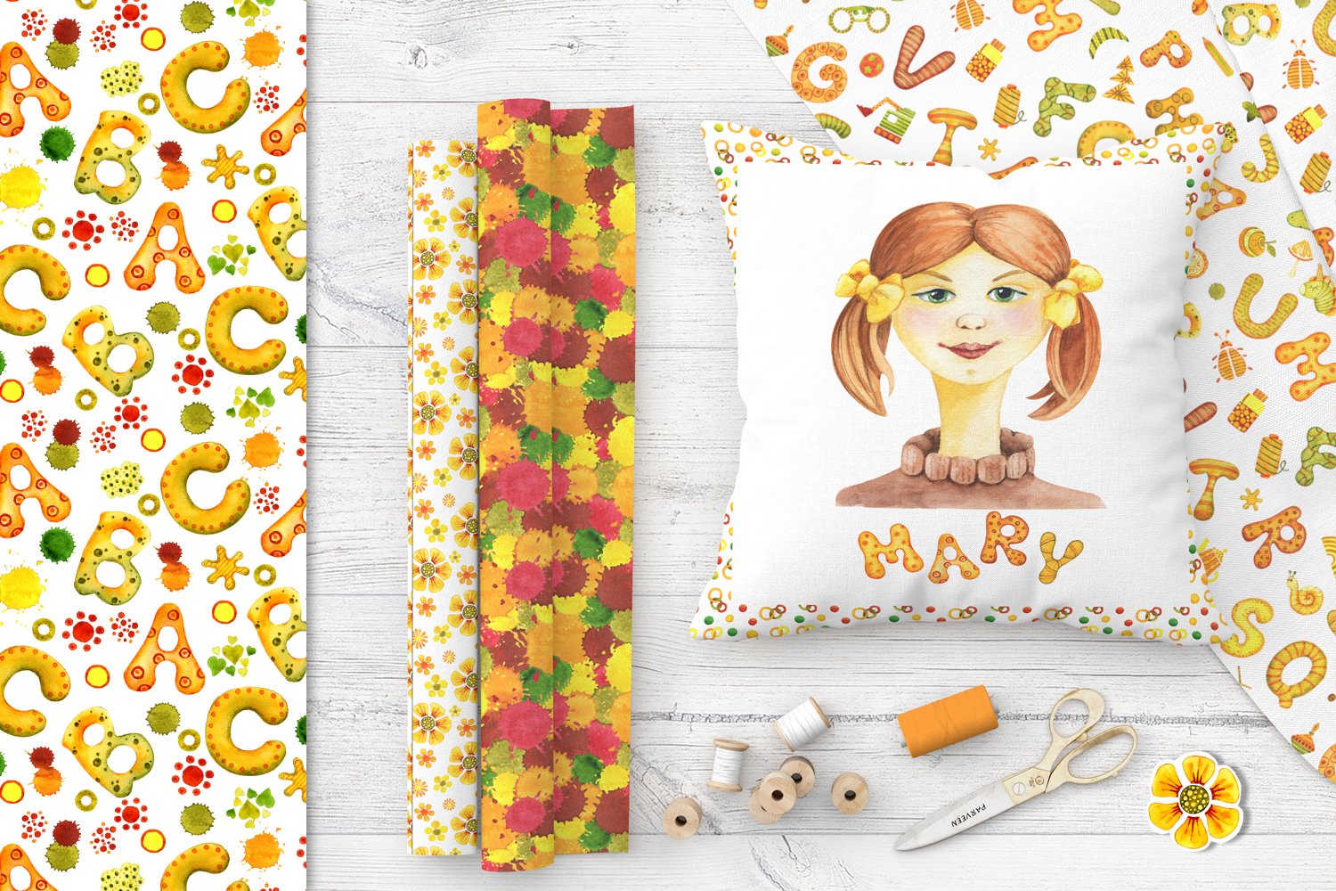 Digital paper, alphabet, alphabet, numbers, symbols