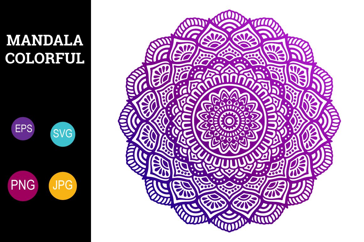 Mandala COLORFUL Flower Sublimation Design SVG PNG (1381643)