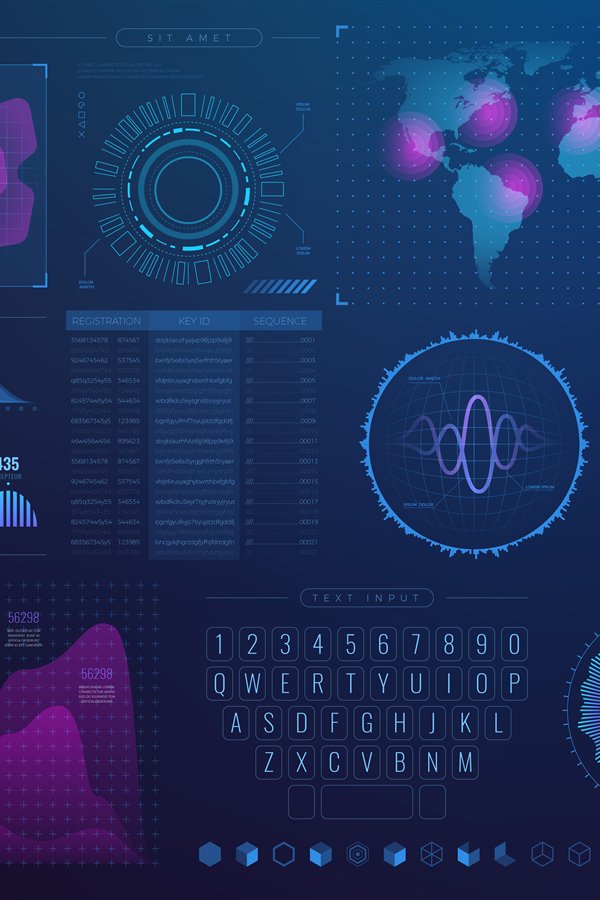 Futuristic hud interface. Science future tech vector ui with