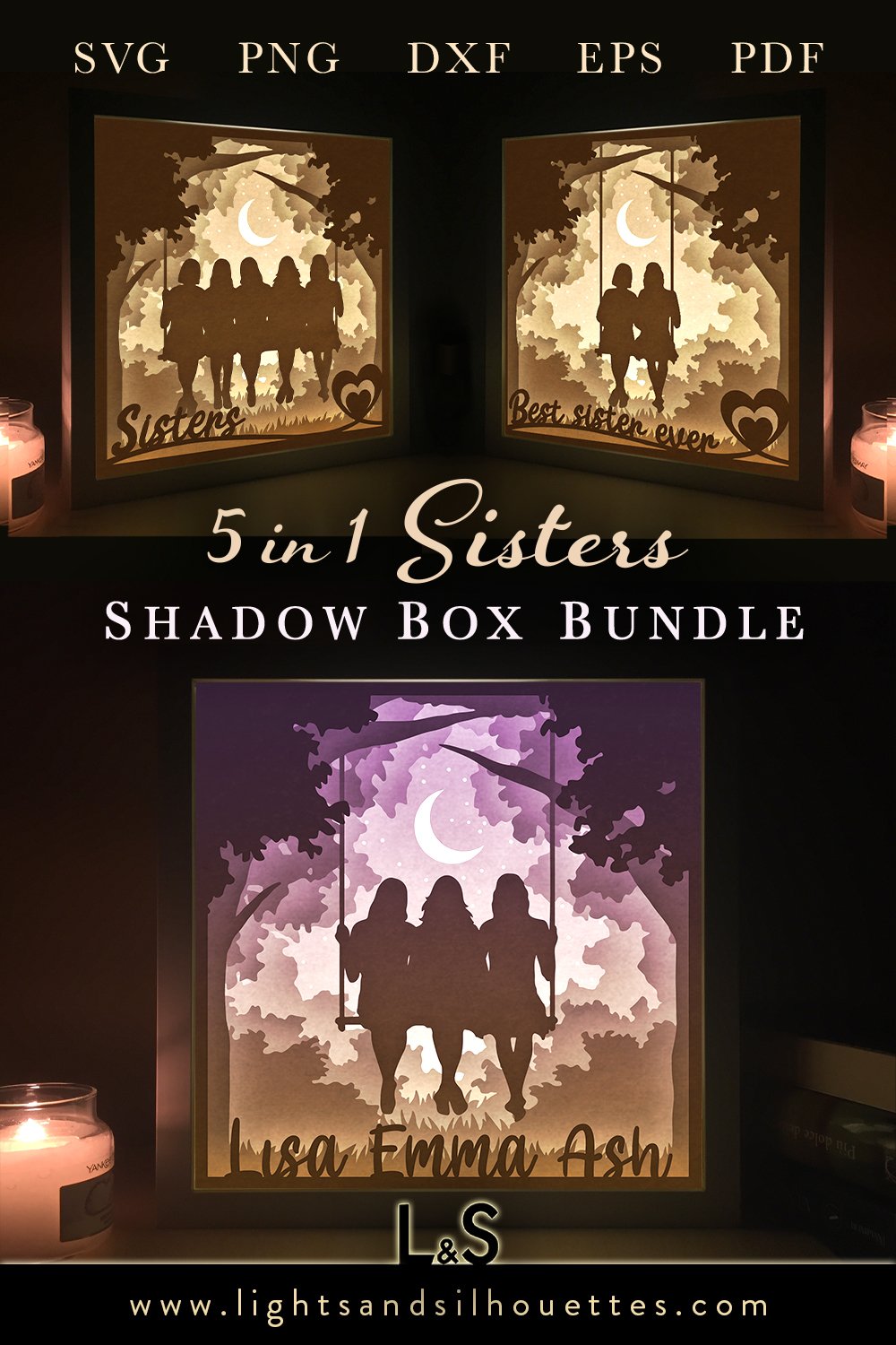 Sisters Shadow Box Bundle | Customizable Svg