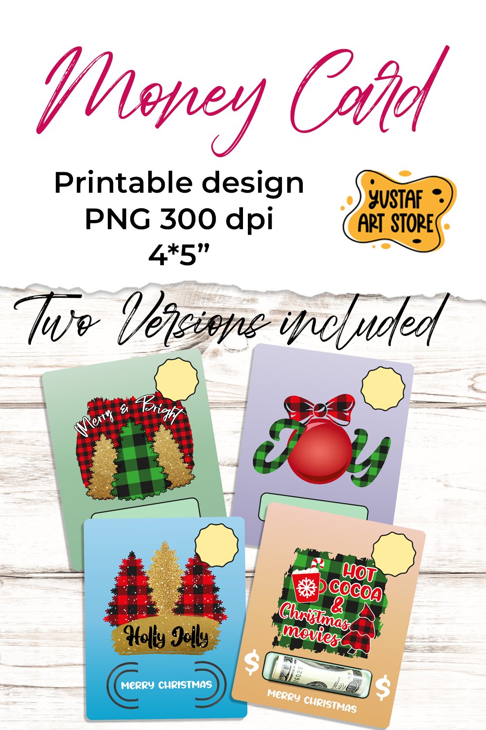 Christmas Money Card printable 4 design. Money card holder