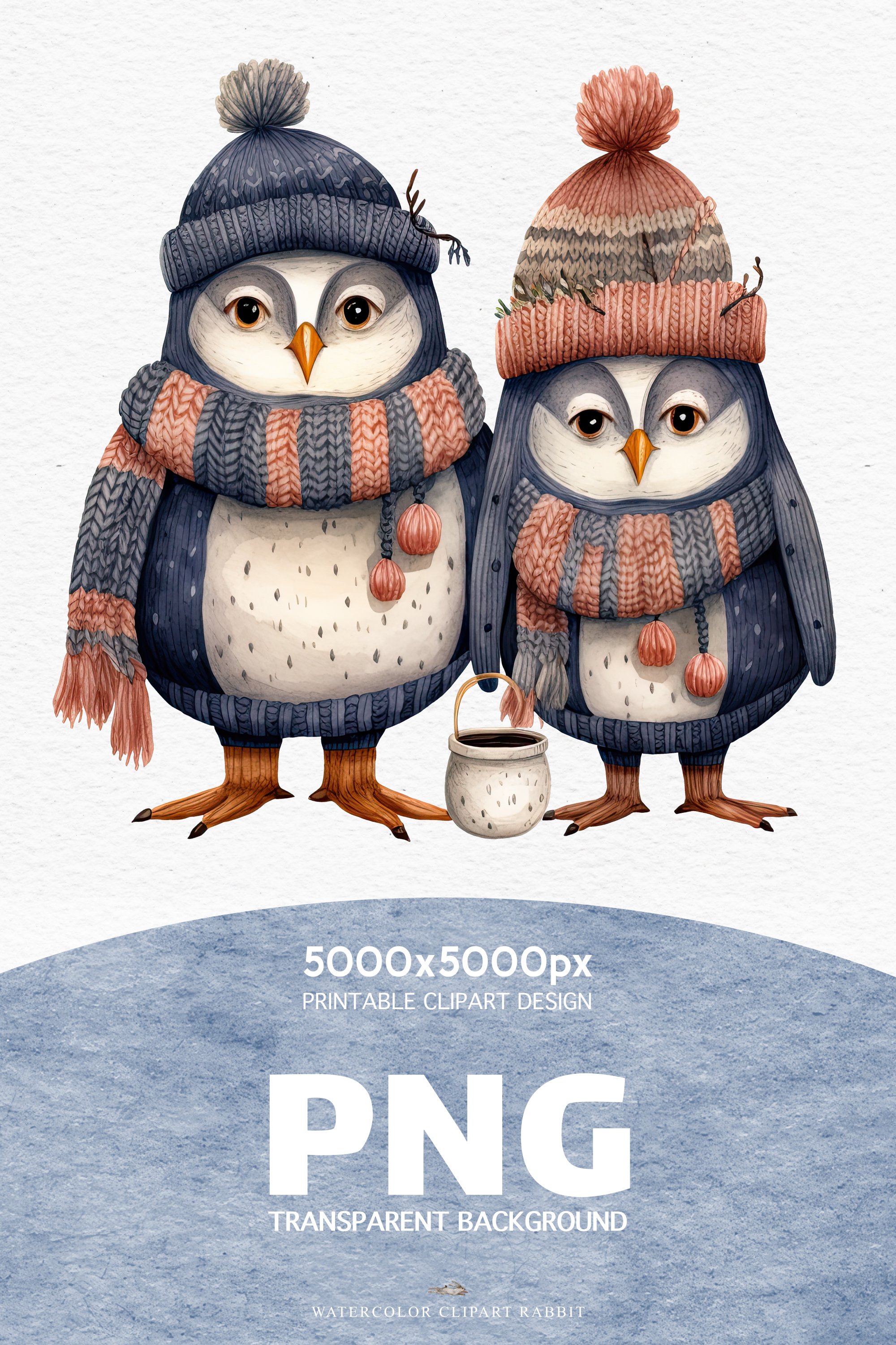 Cute Winter Baby Penguin Crochet Christmas Animals Clipart