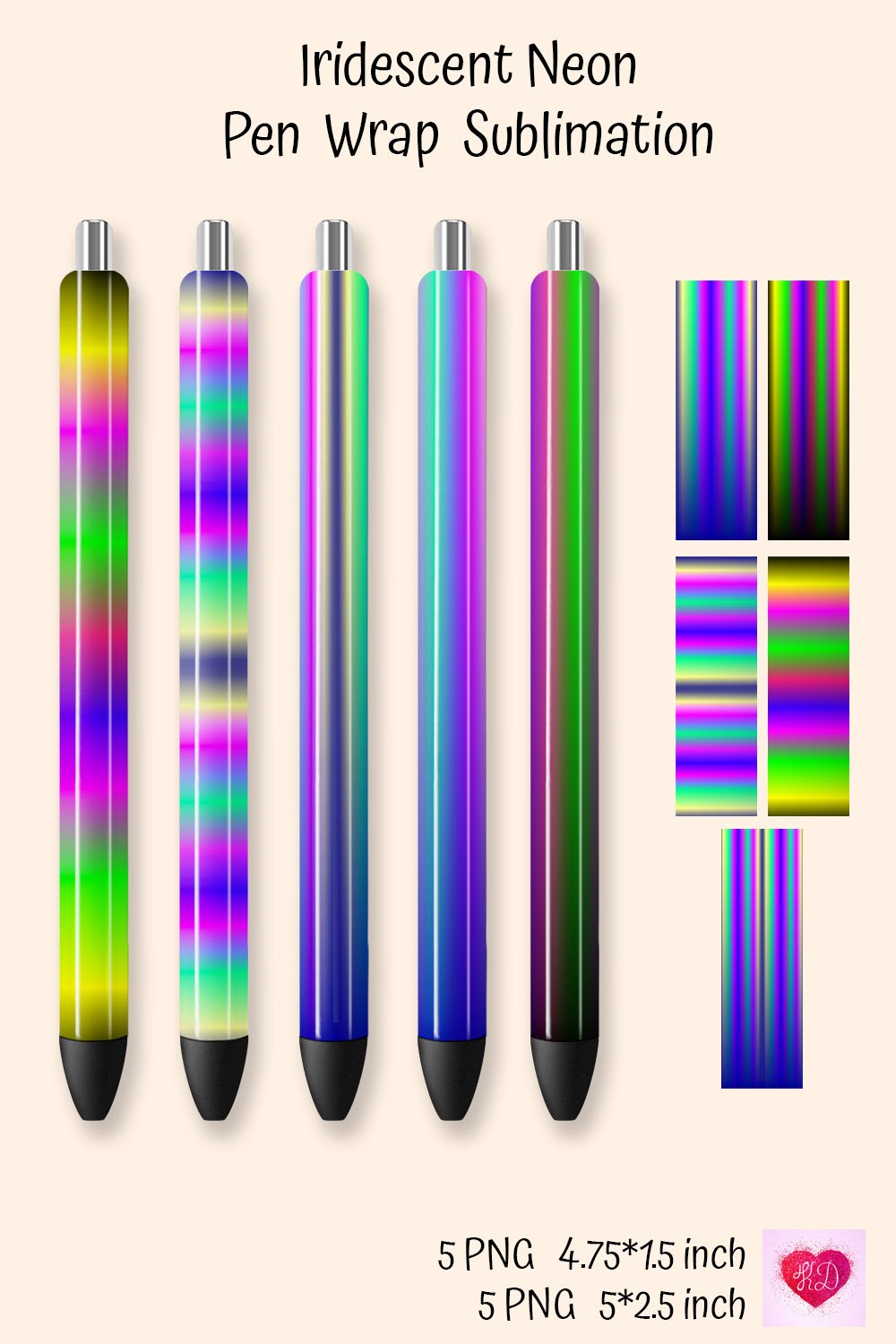 Iridescent Neon Pen Wrap Sublimation Epoxy Pen Ideas