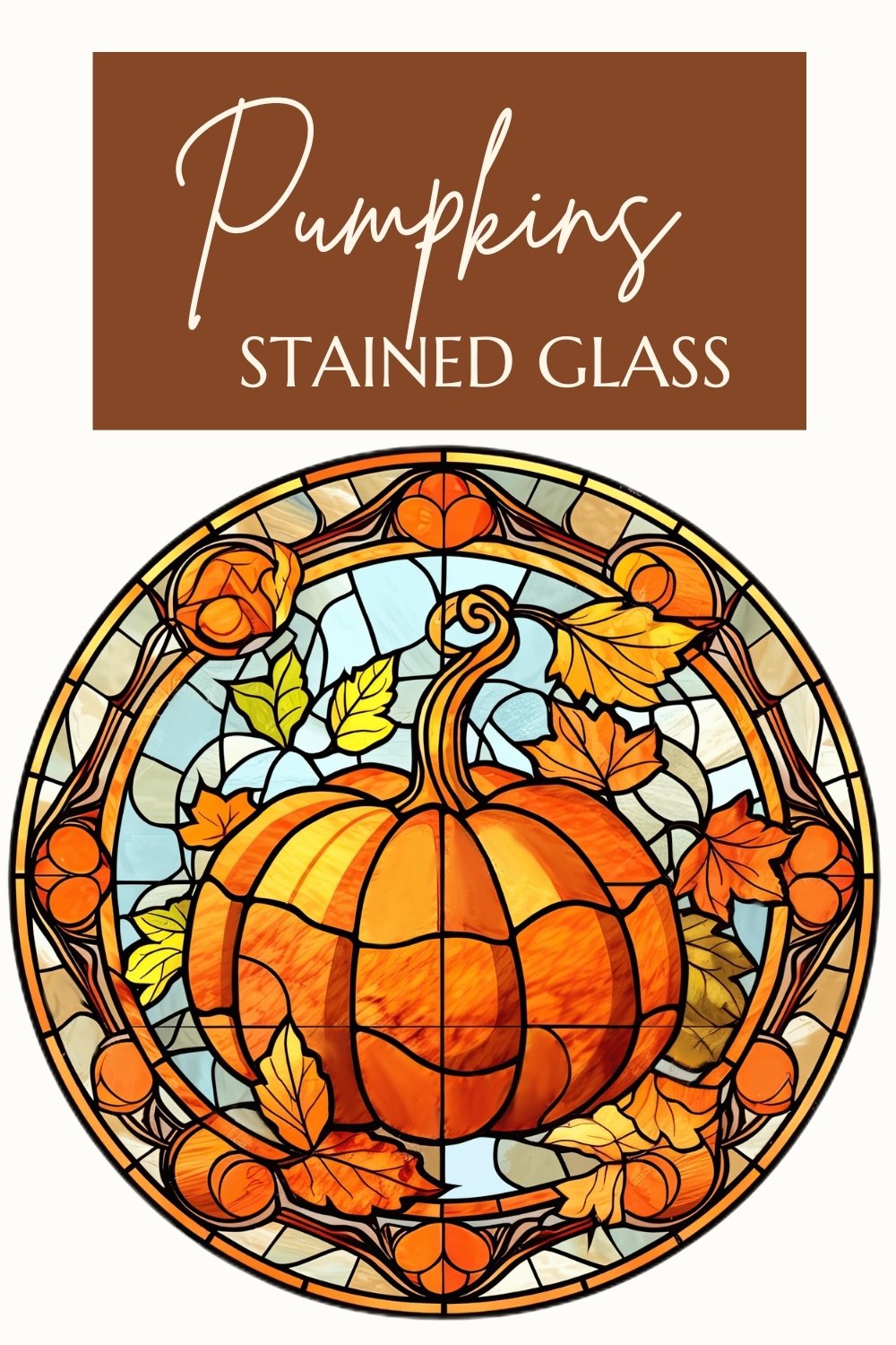 Fall Pumpkins Stained Glass Clipart