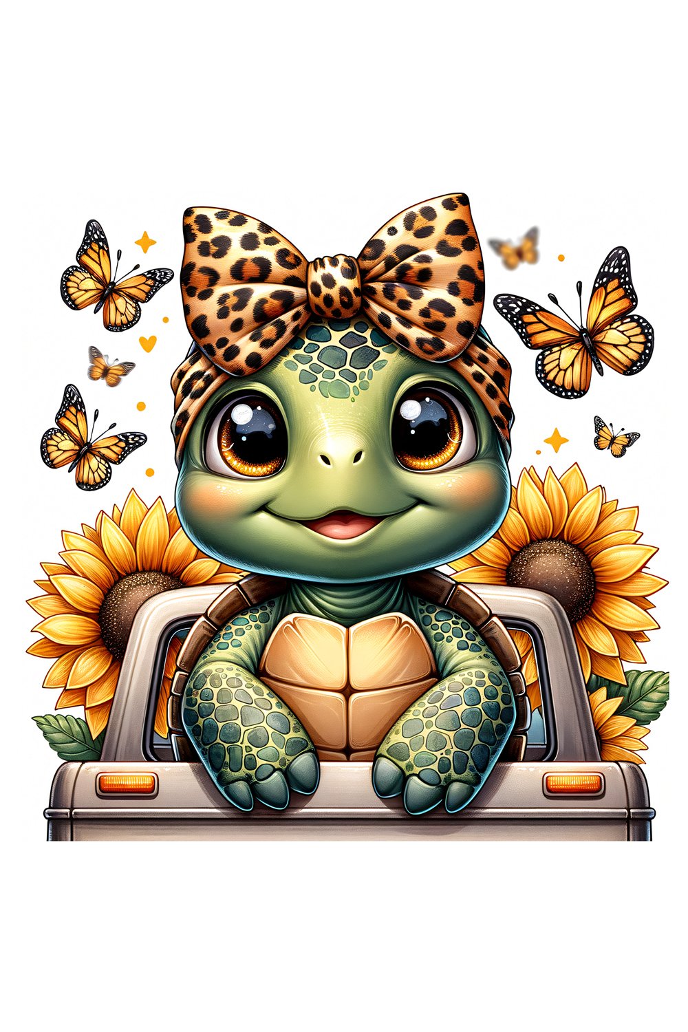 Cute Turtle with Sunflowers JPG File (3550414)