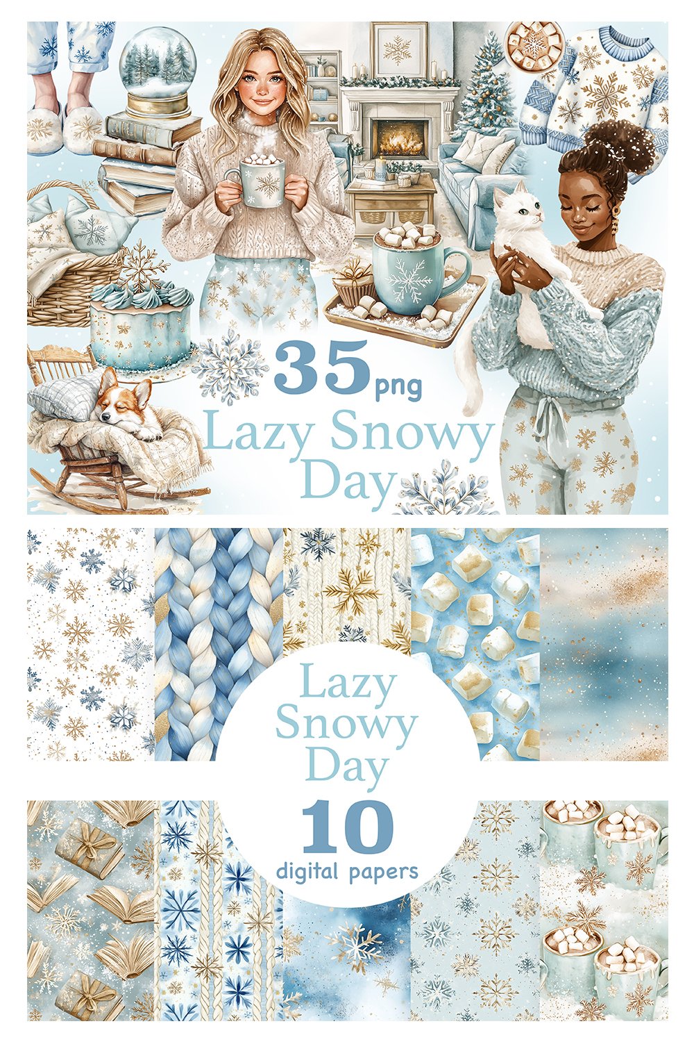 Lazy Snowy Day Papers | Winter Seamless Pattern