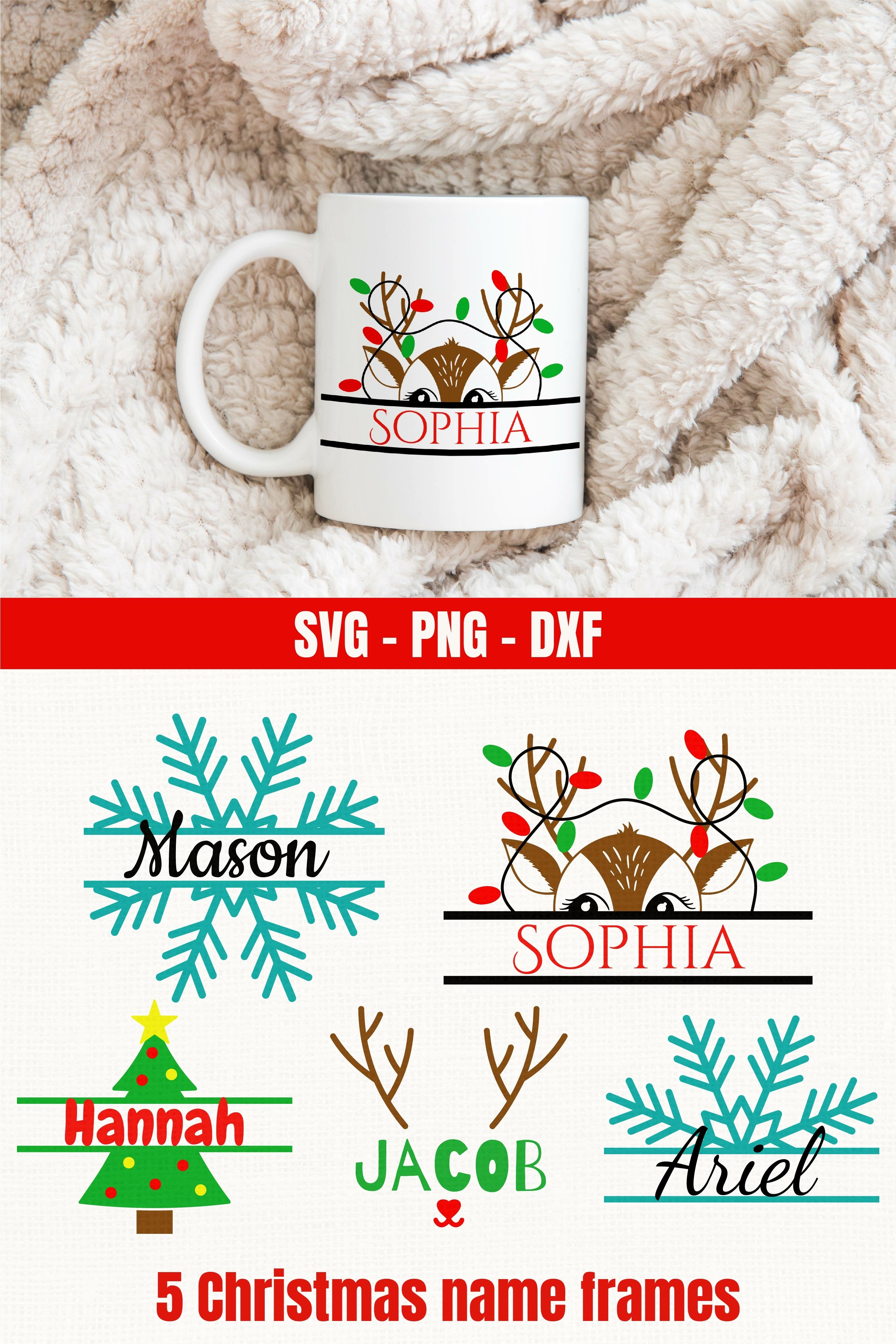 5 Christmas Name Frame - SVG PNG DXF