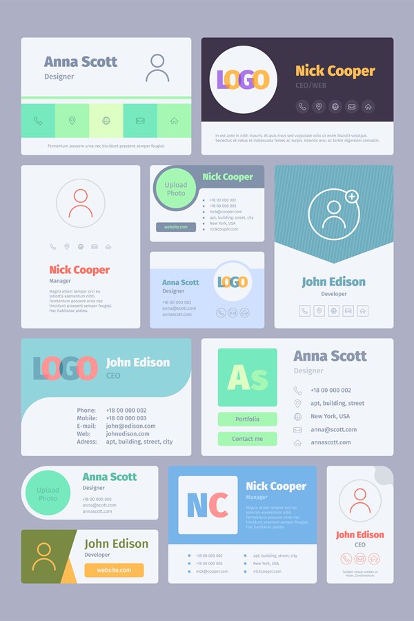 Forms for email signature. Business card for email authors e