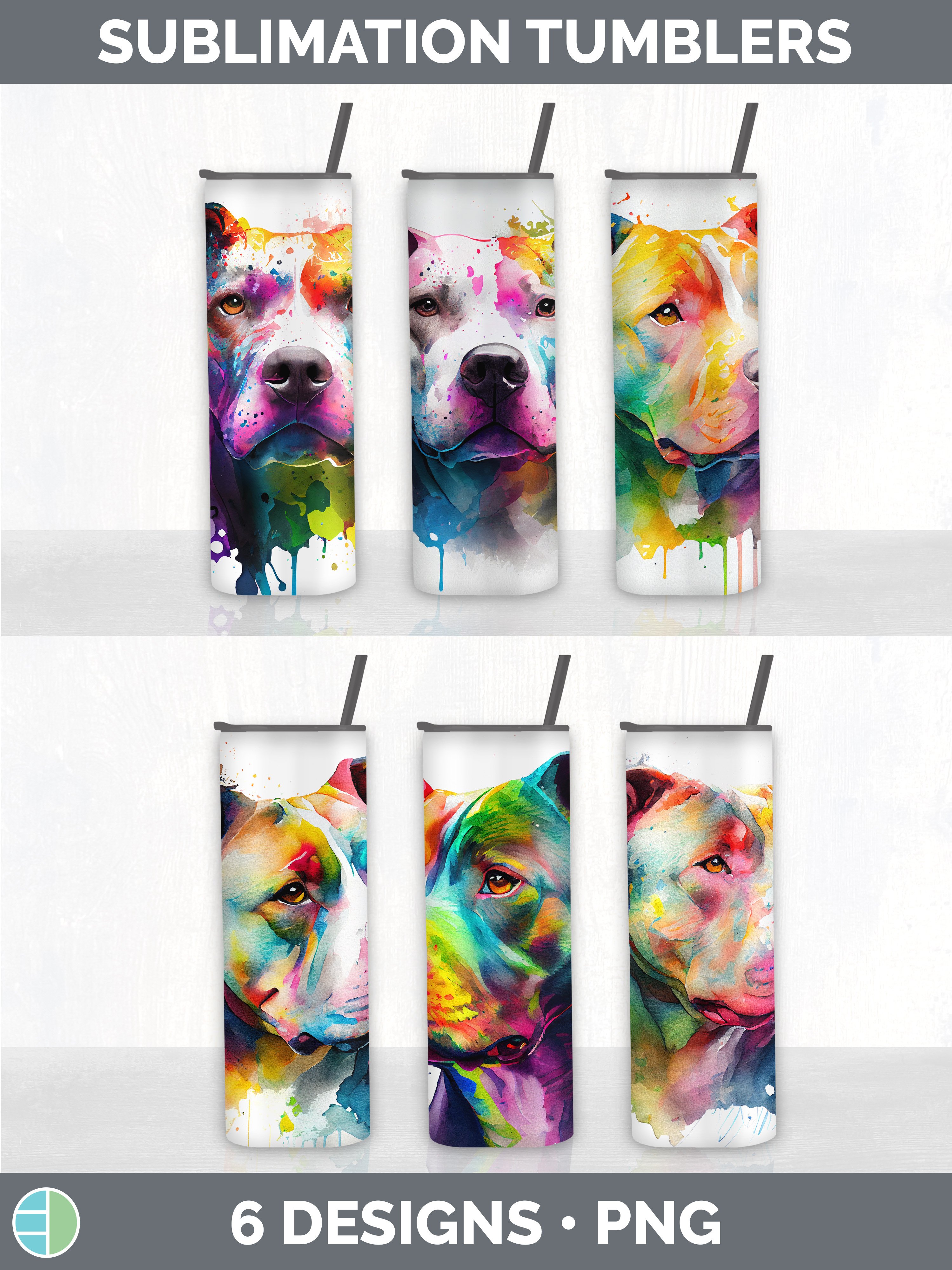 Rainbow Pit Bull Dog Tumbler | Sublimation 20 oz Skinny Tumb