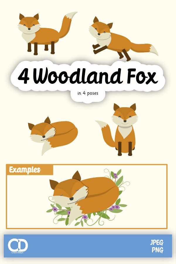 4 Woodland Fox in different poses