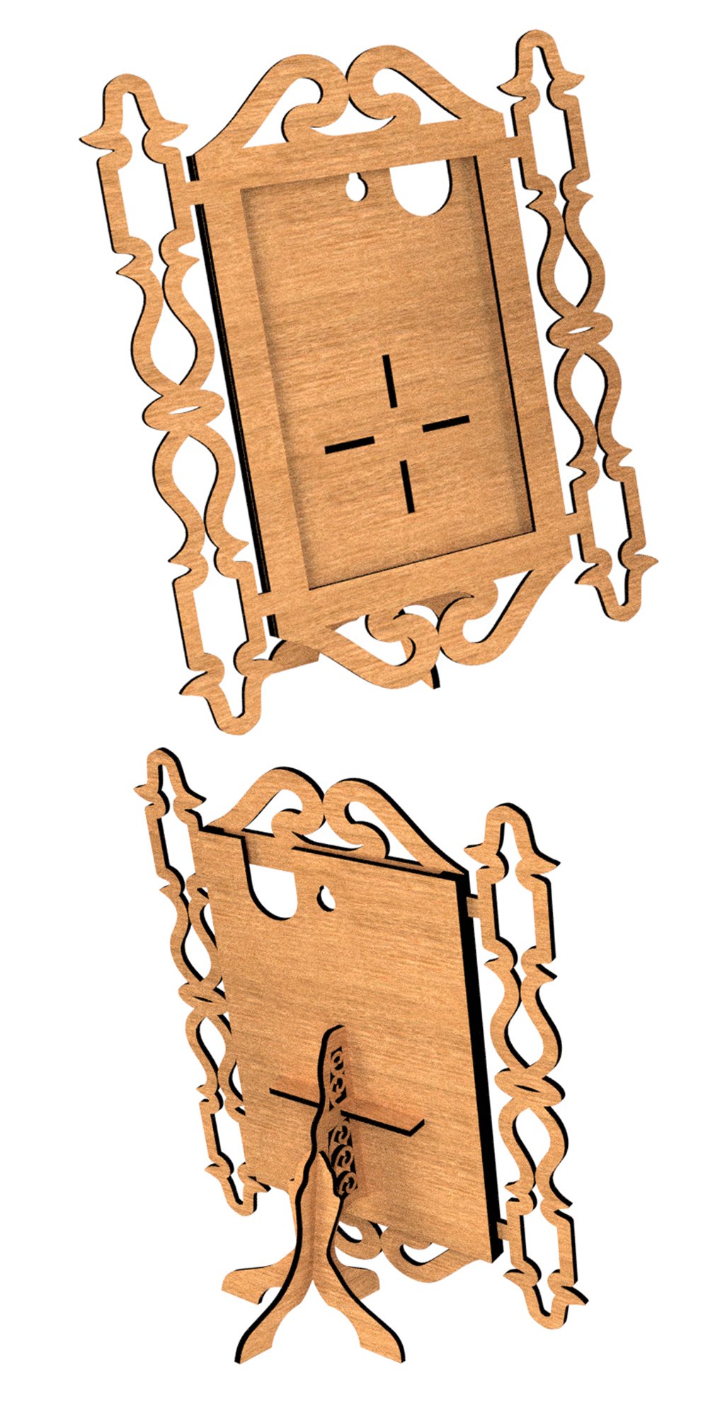 FRM02 - Decorative Photo Frame and Stand, Laser Cut Files