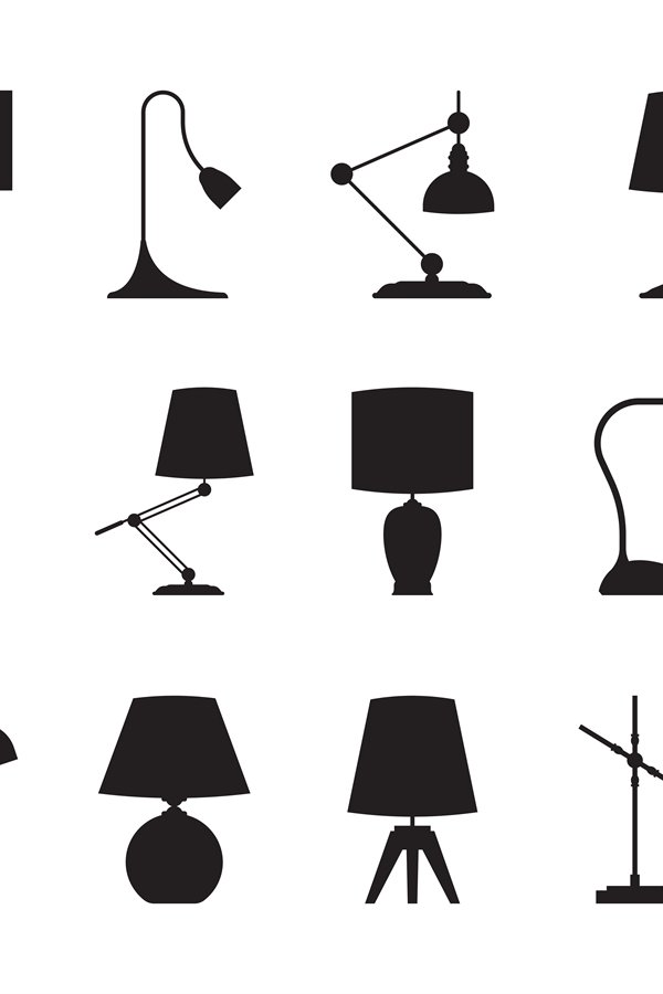 Lamp silhouettes. Lighting symbols collection accessories fo