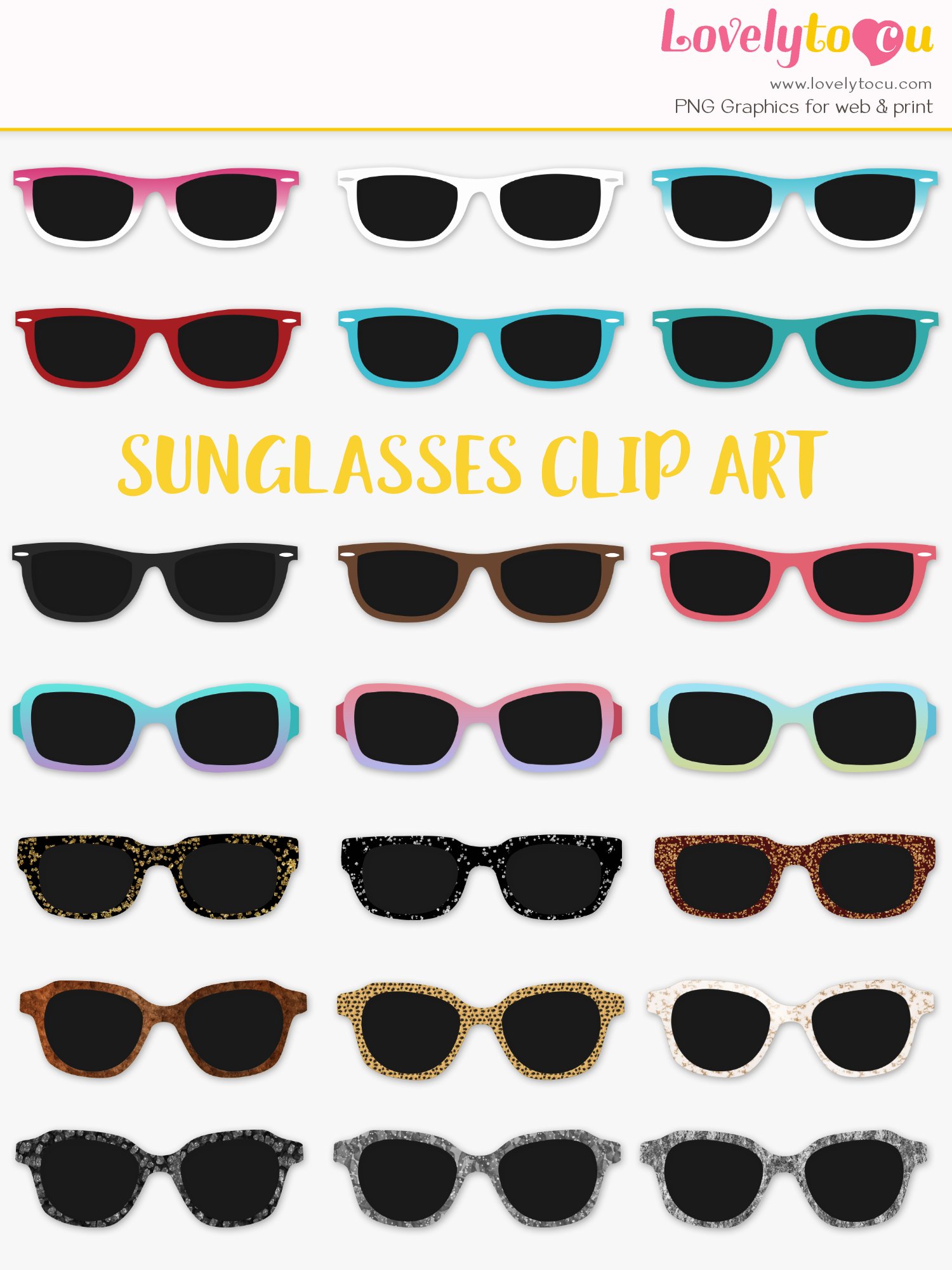 Sun glasses fashion clipart set