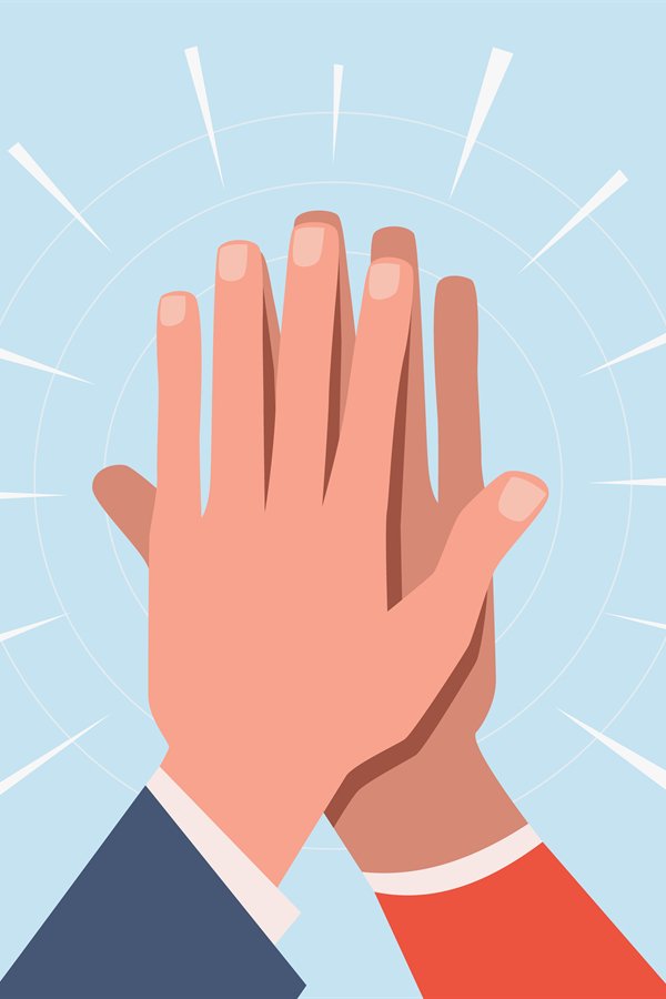 High five hands. Two hands giving high five informal greetin