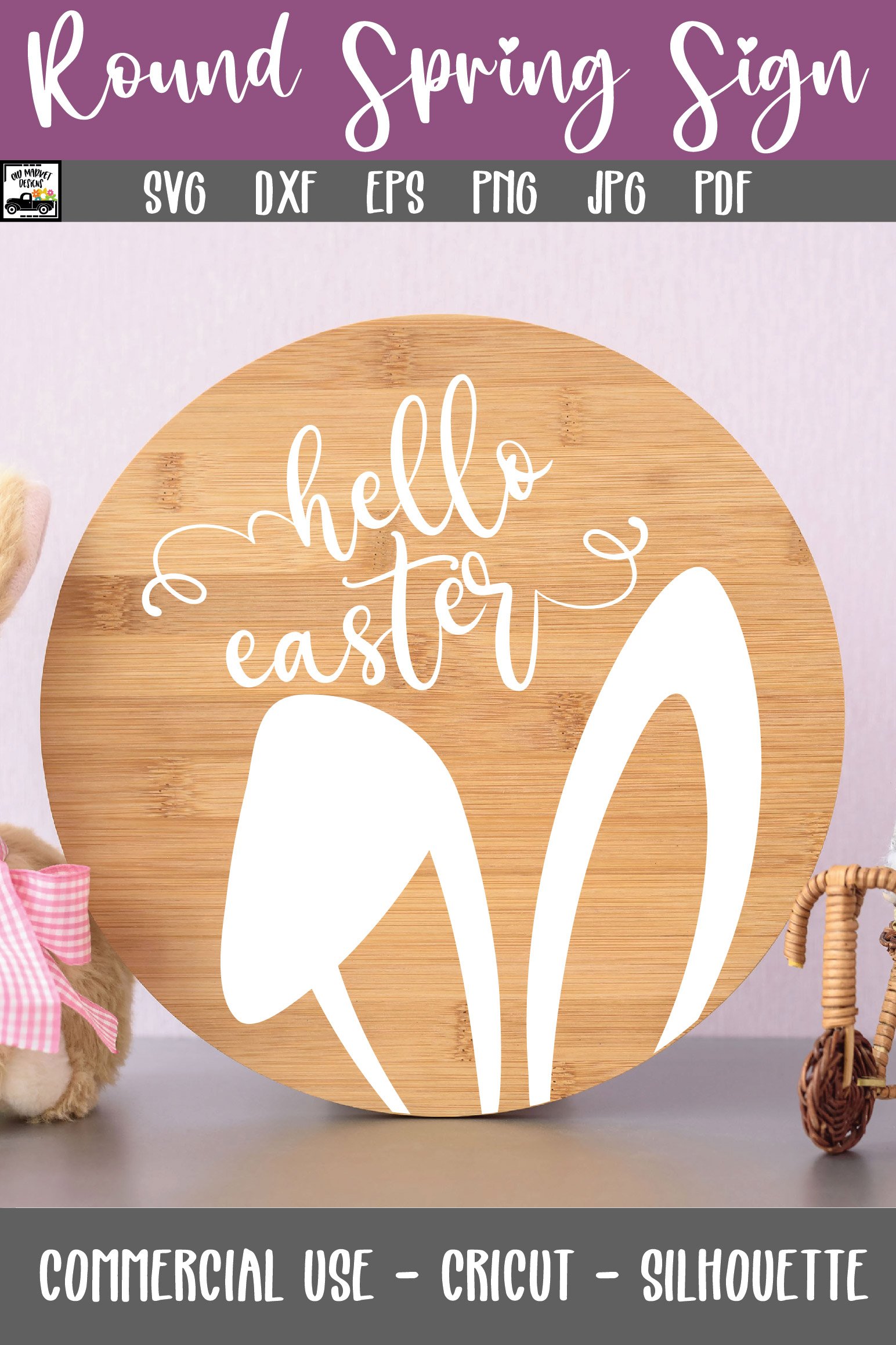 Hello Easter SVG File | Round Door Sign SVG File