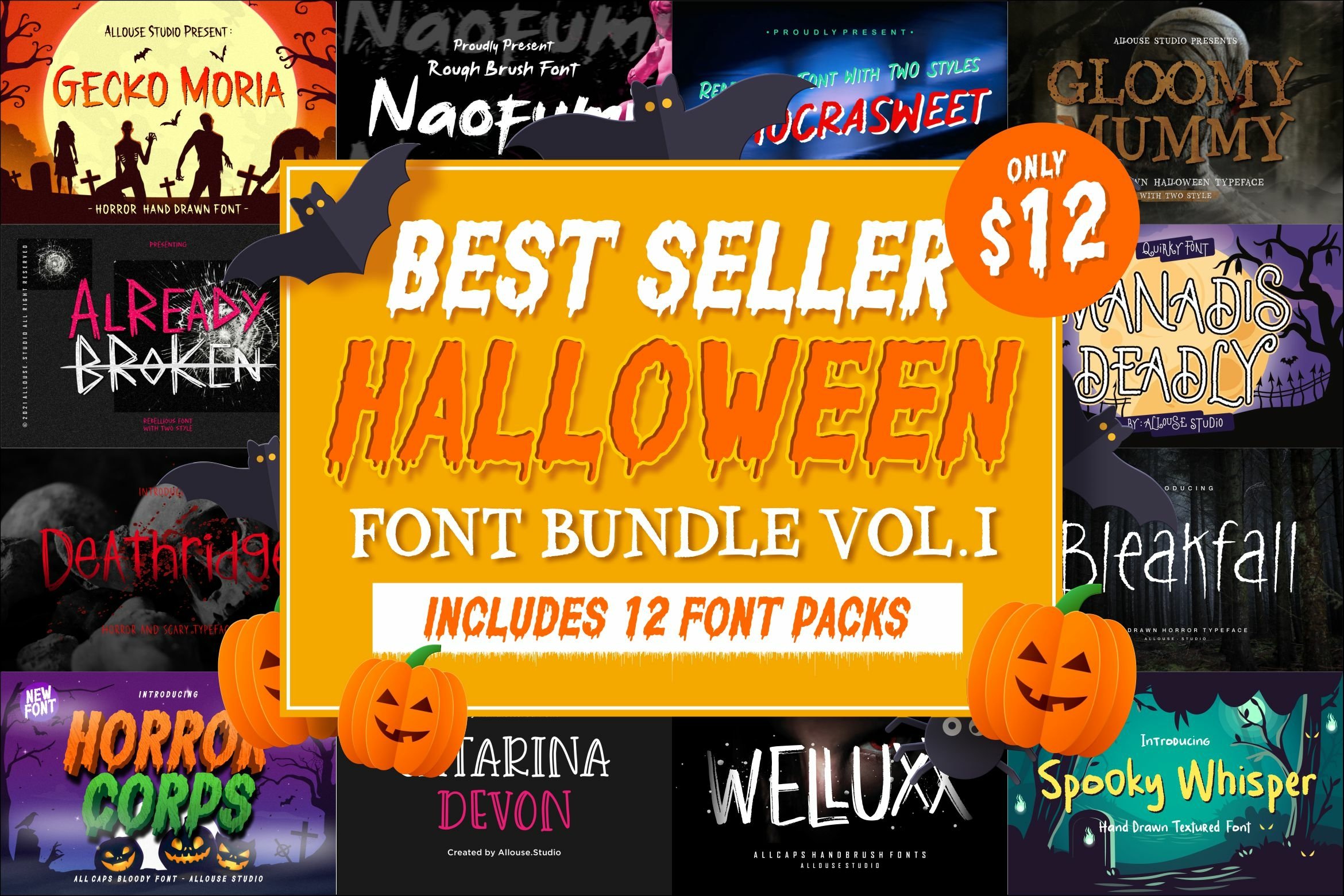 Best Seller Halloween Font Bundle Vol. I (1578677)